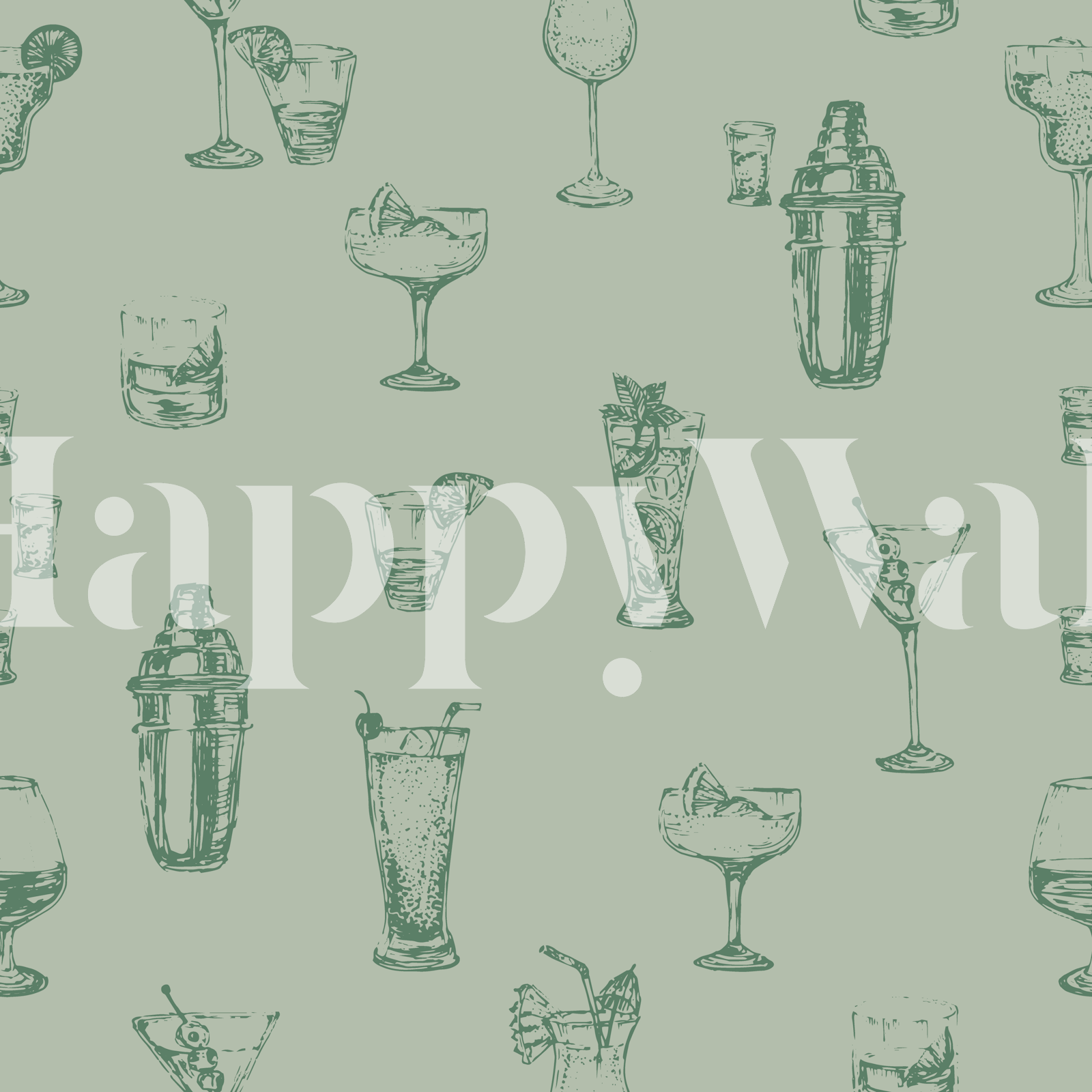 Cocktail Glass Pattern Wallpaper