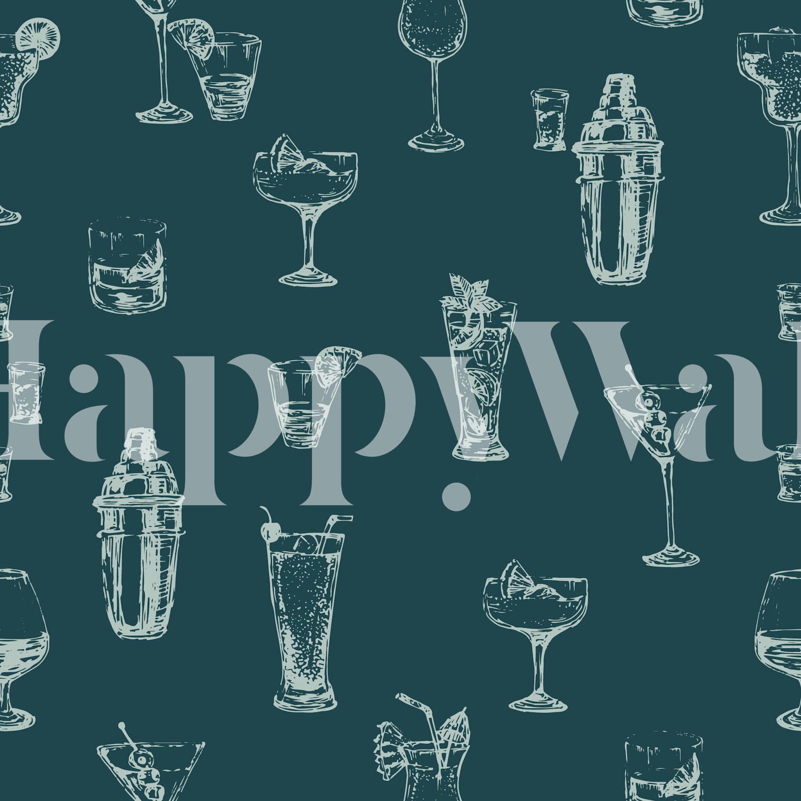Retro Cocktail Glasses Wallpaper for Home Bars