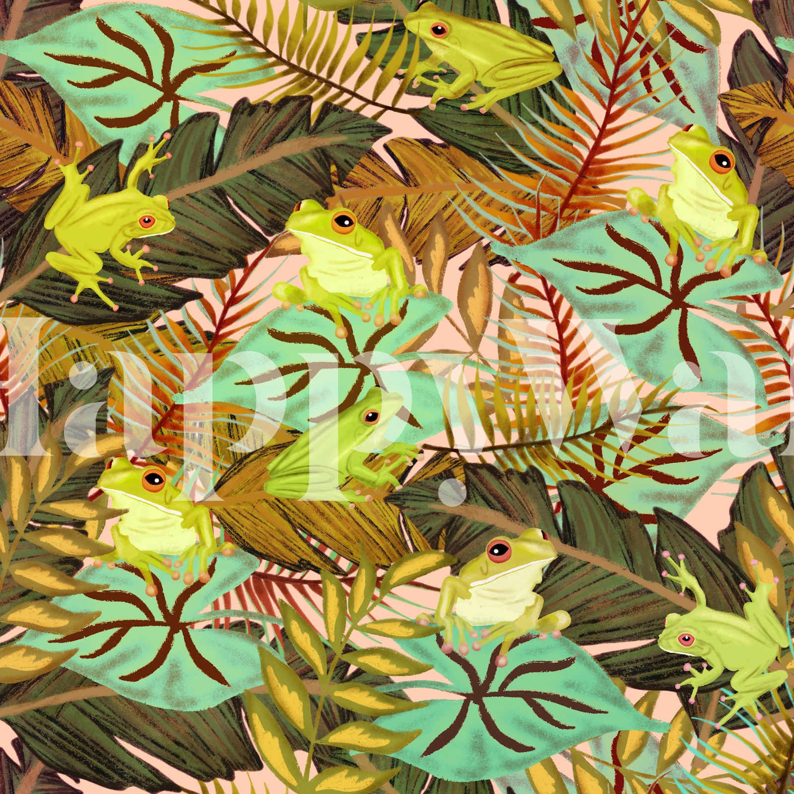 Tropical Tree Frogs Wallpaper | Happywall