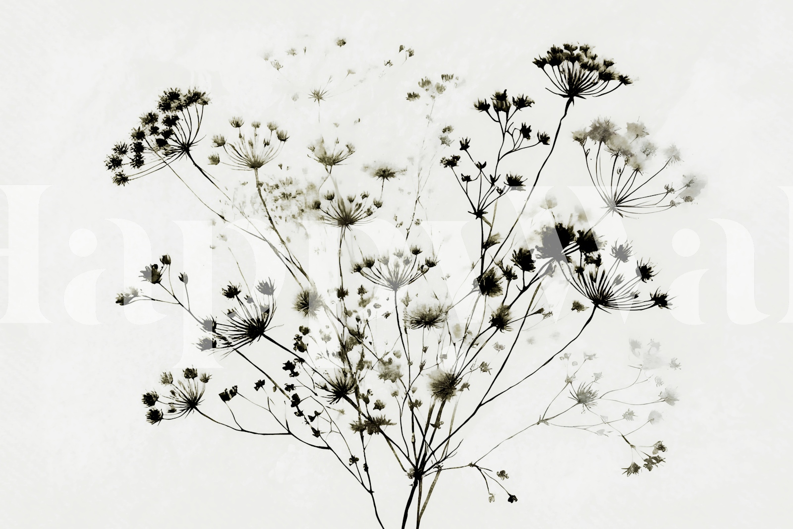 Monochrome Meadow Wallpaper - Happywall