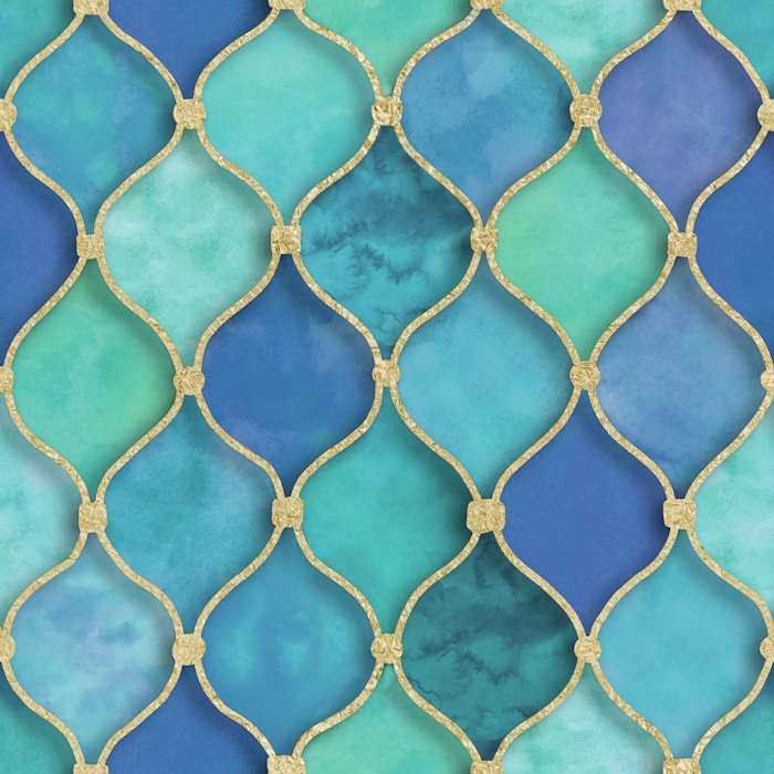 Turquoise Moroccan Tile Wallpaper for Walls
