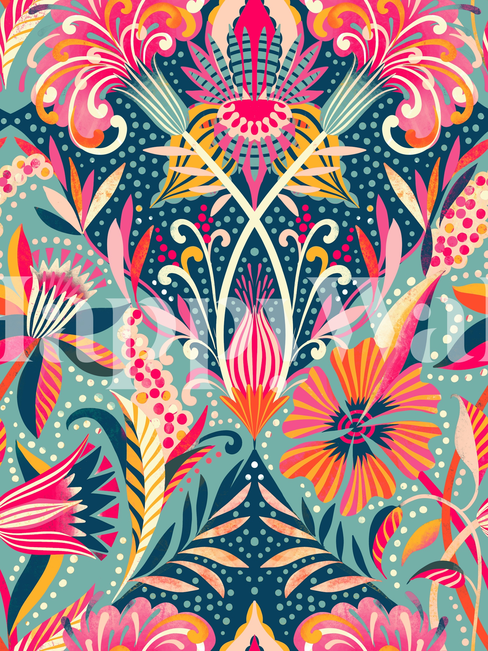 Lush Boho Flowers Wallpaper | happywall.com