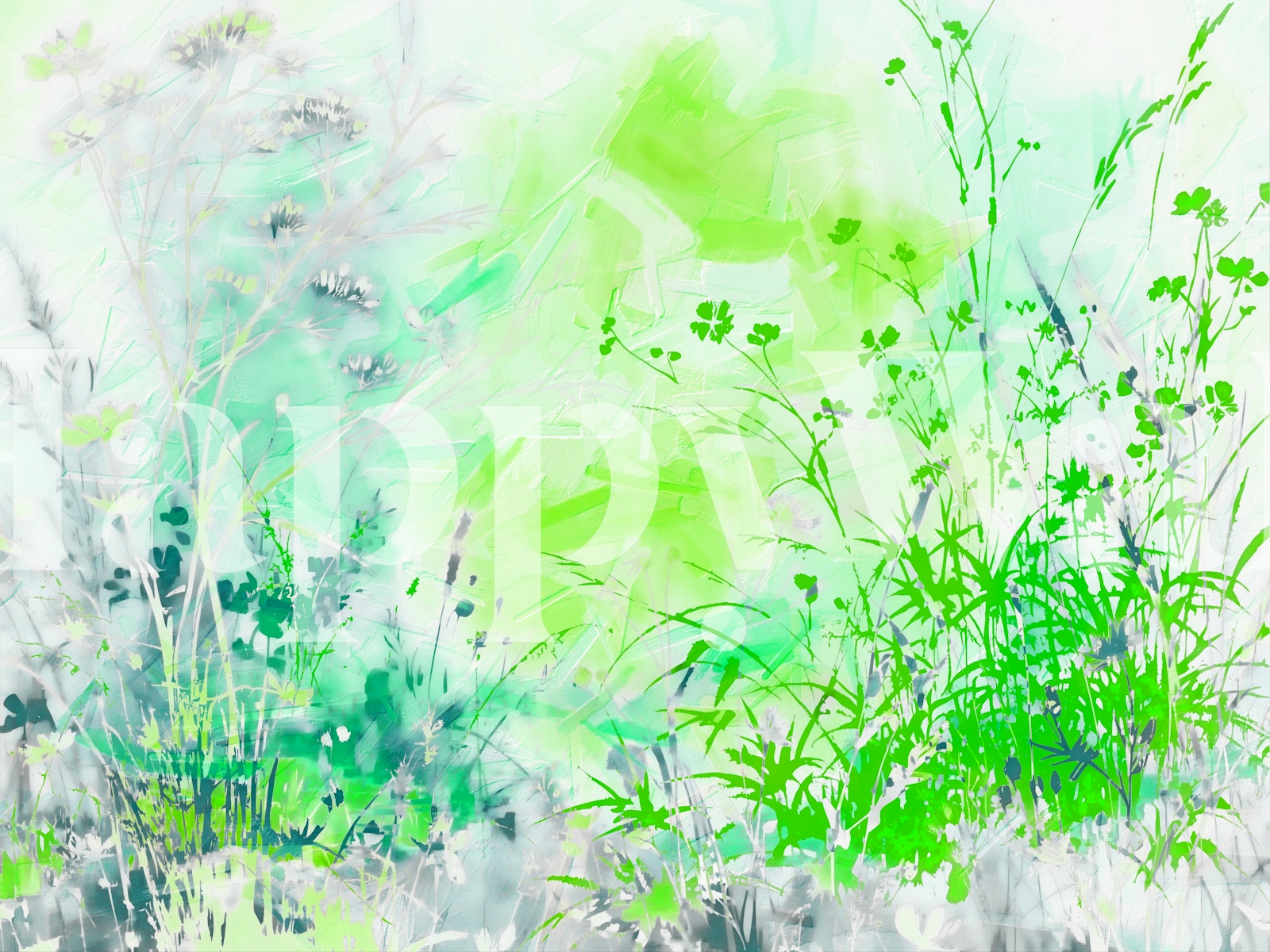 Emerald Floral Meadow Wallpaper