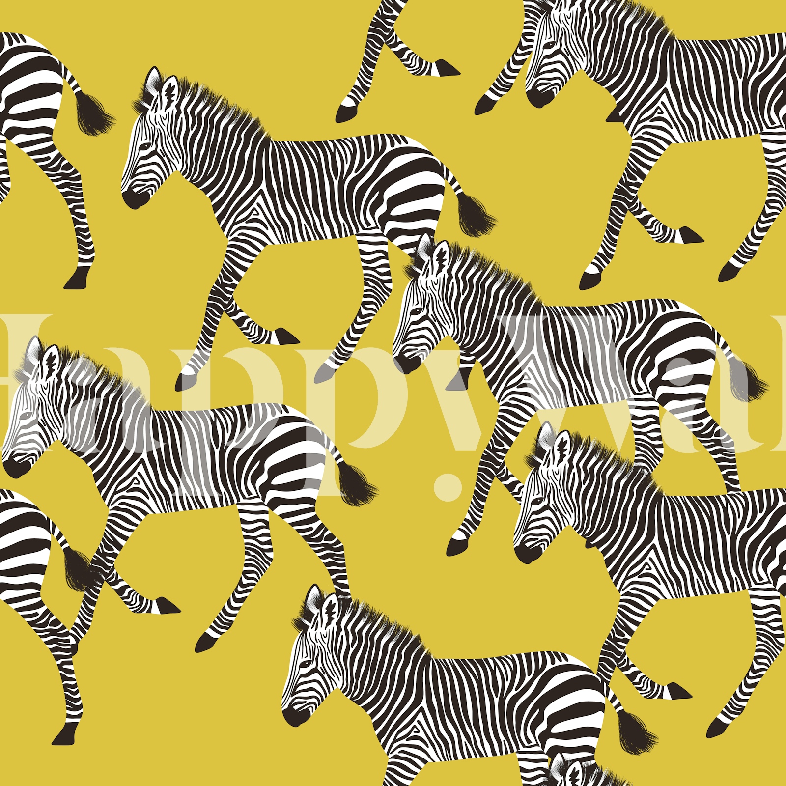 Yellow Zebra Pattern Wallpaper