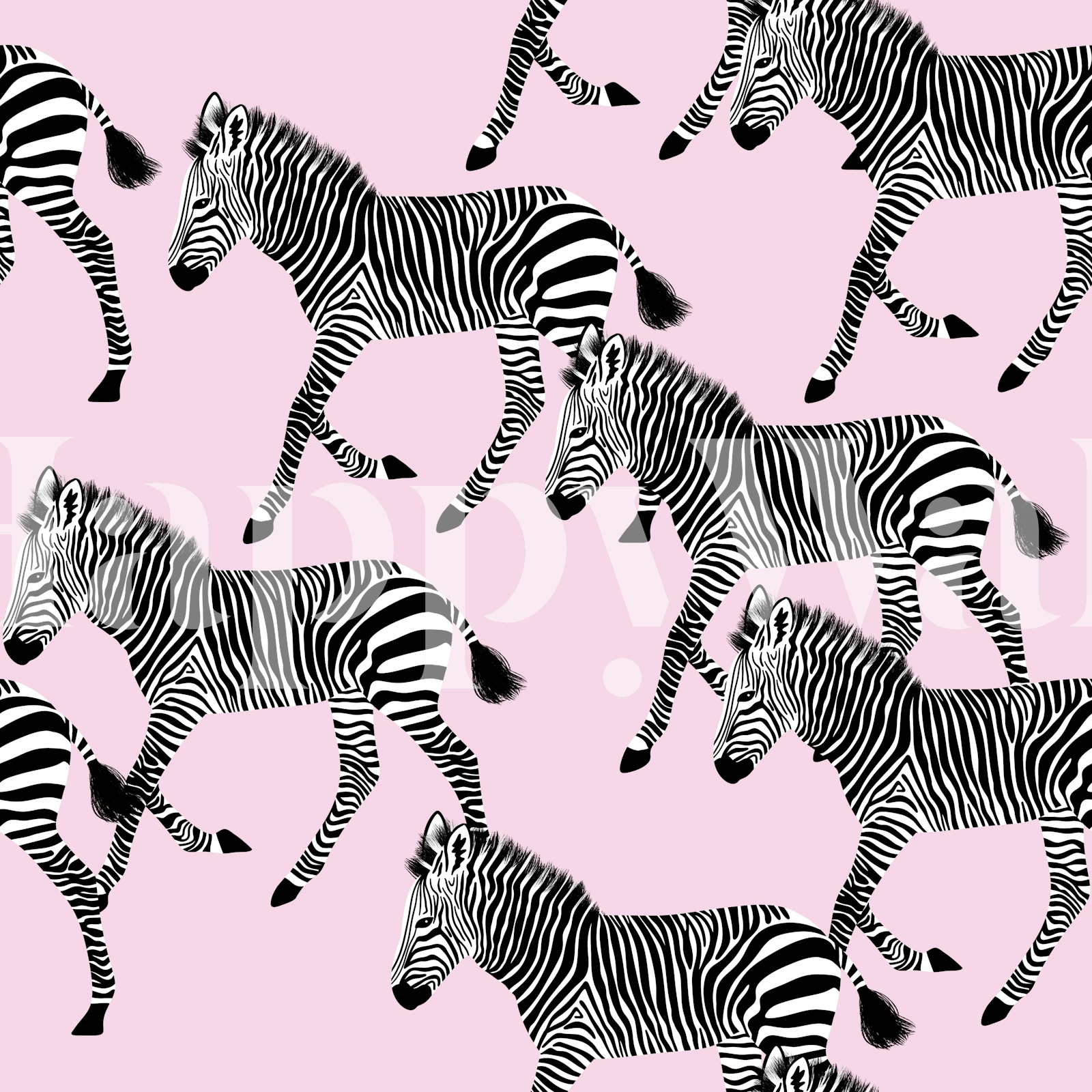 Zebra Walk 8 Pink - Happywall