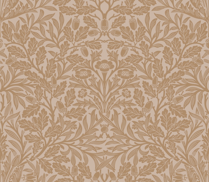Victorian Floral Acorn Brown Wallpaper