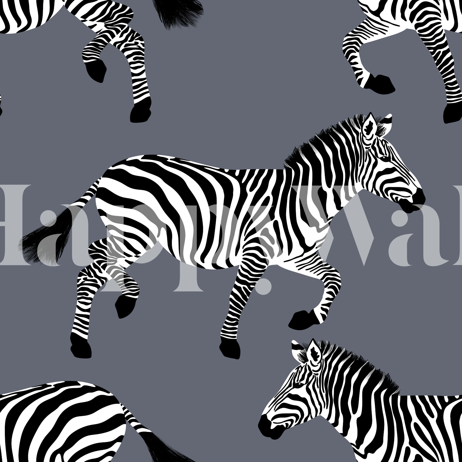 Zebra Wallpaper 15 Grey - Happywall