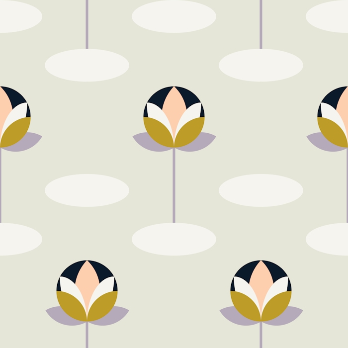 Art Deco Lotus Floral Wallpaper | happywall.com