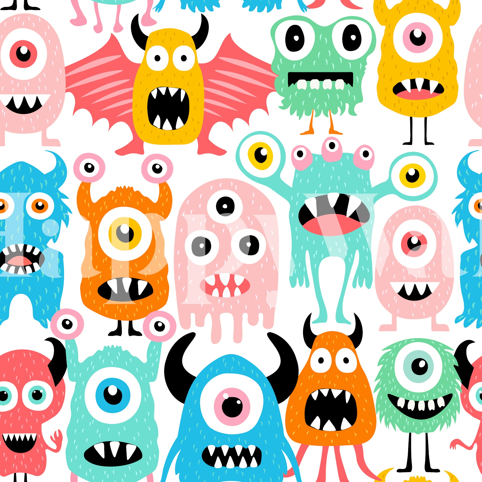 Kids Funny Colorful Monsters Wallpaper