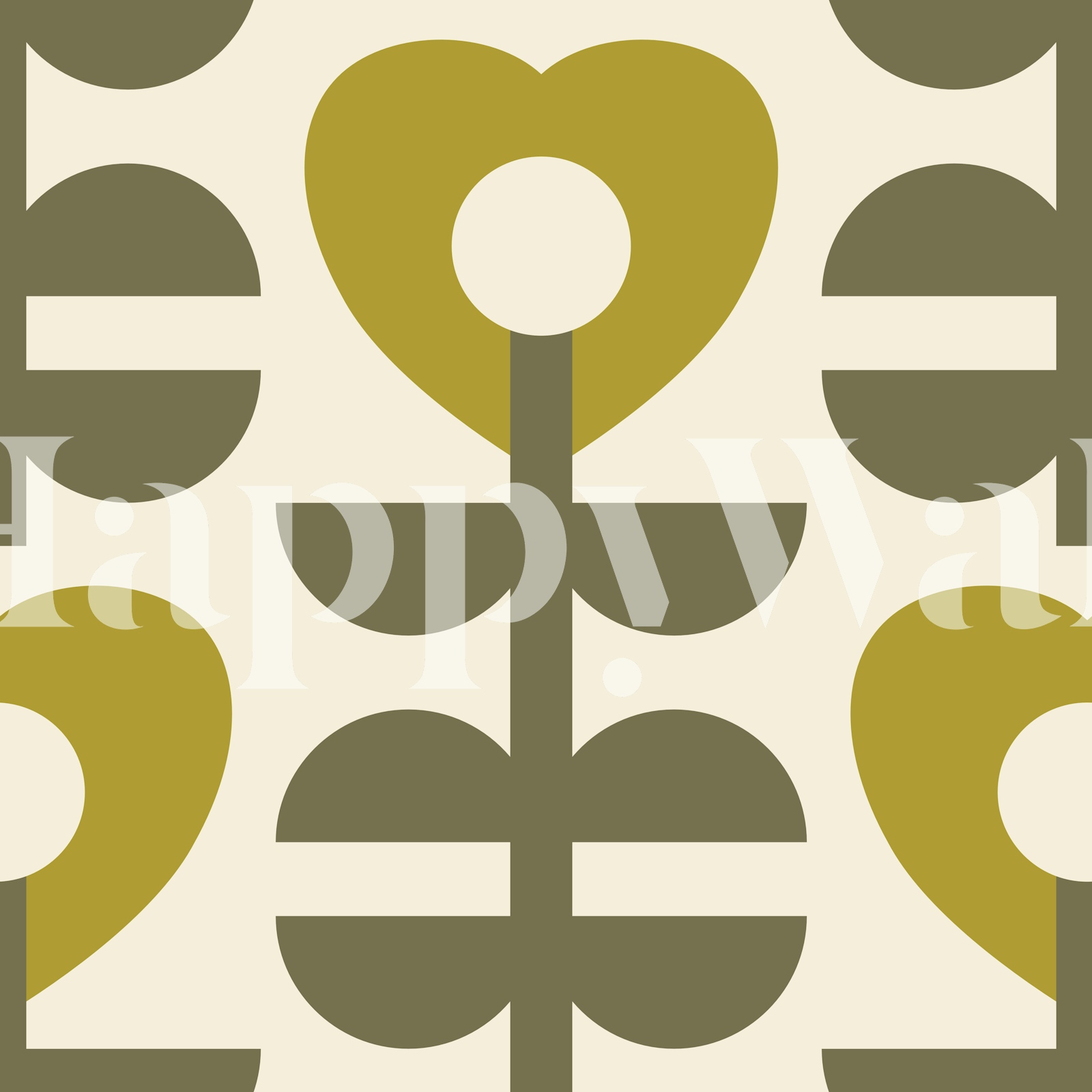 Nordic Scandi Geometric Heart Chic Wallpaper - Happywall