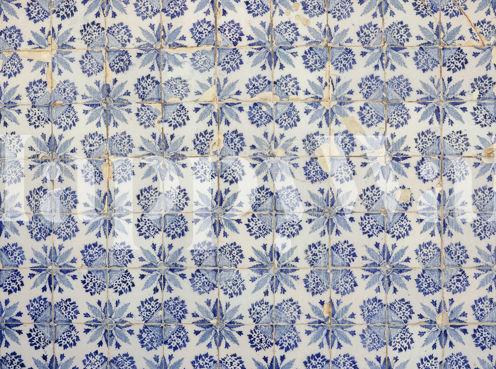 Vintage Portuguese Blue Azulejos Wallpaper