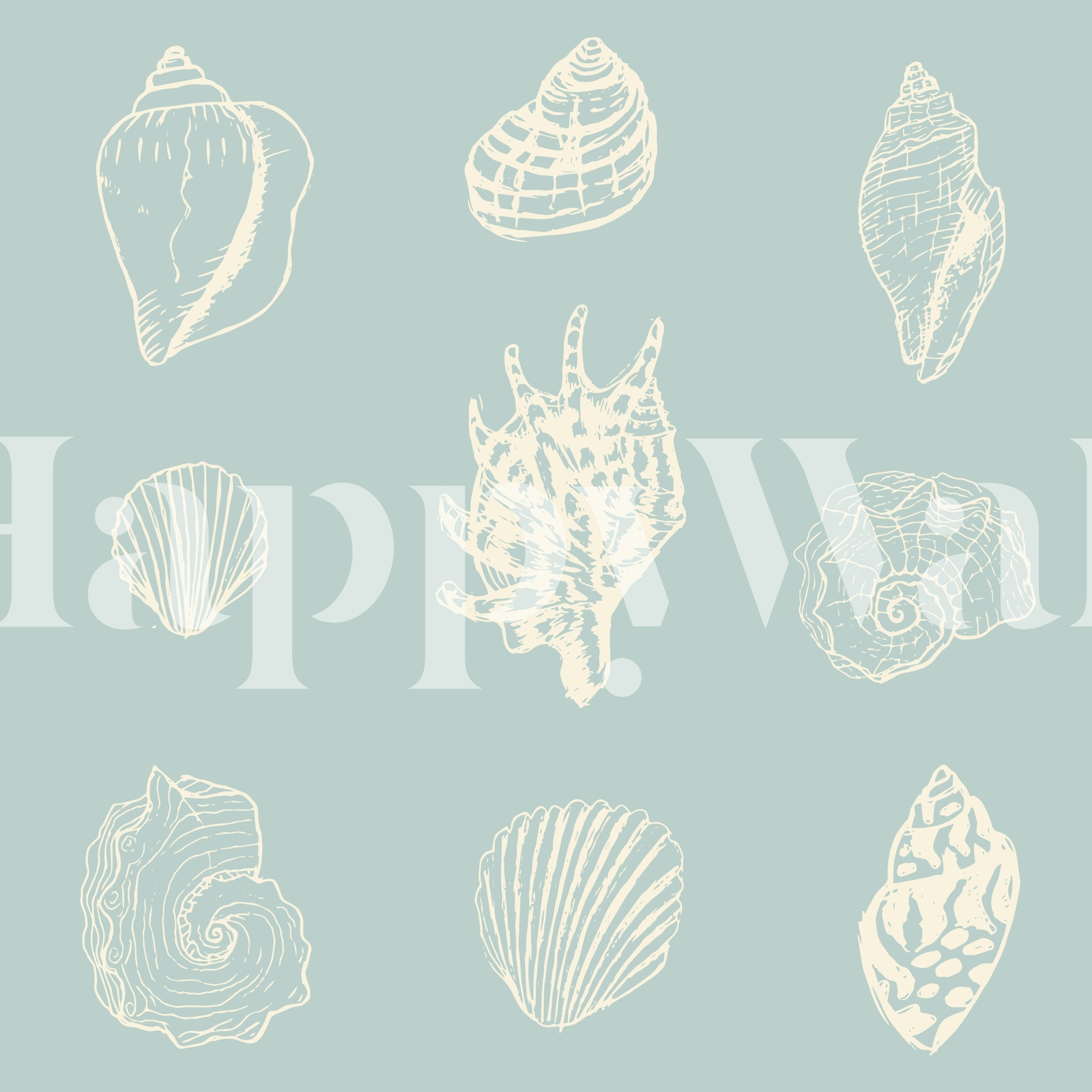 Pastel Blue Seashell Wallpaper for Coastal Decor
