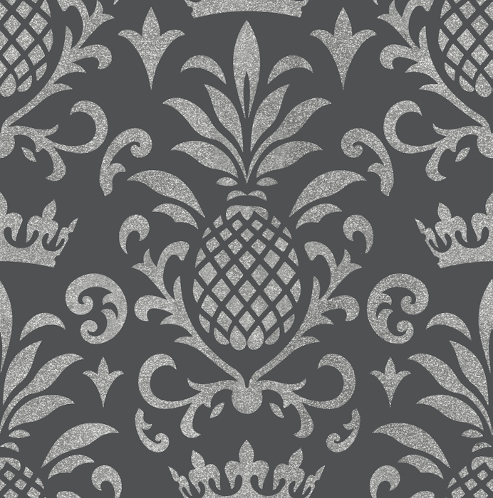 Royal Pineapple Elegance Silver Grey | Happywall