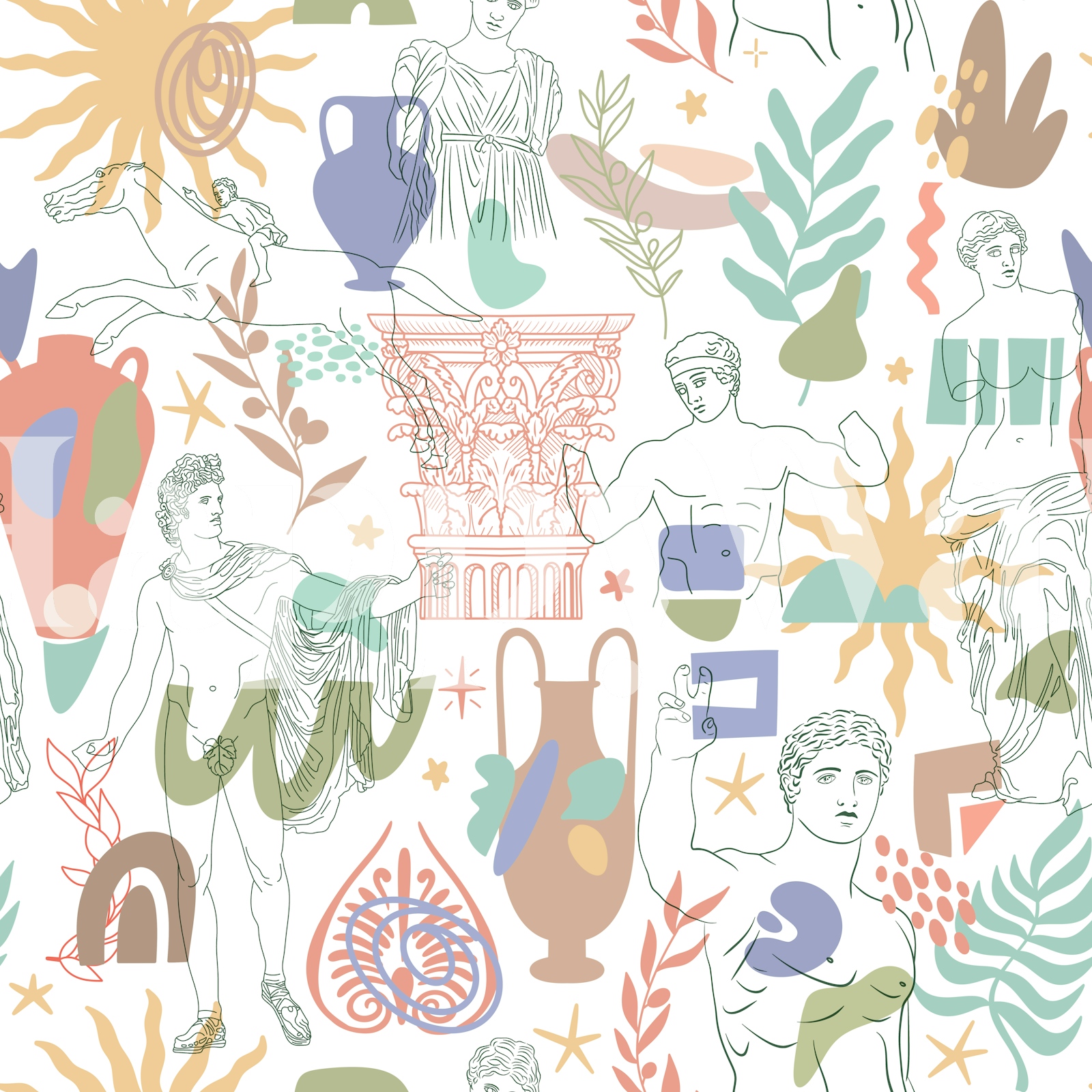 Bohemian Greek Print Wallpaper