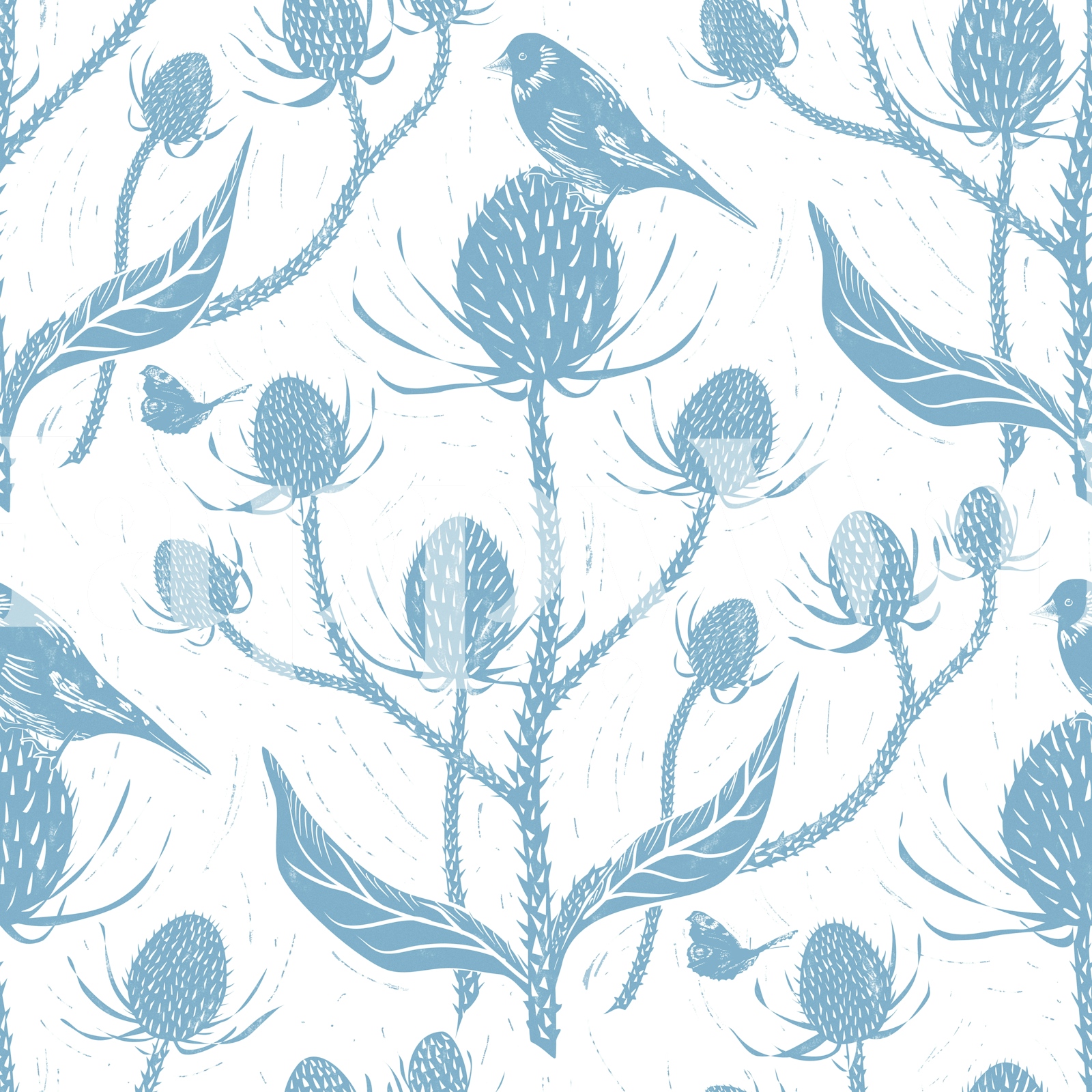Blue Finch Garden Wallpaper | happywall.com
