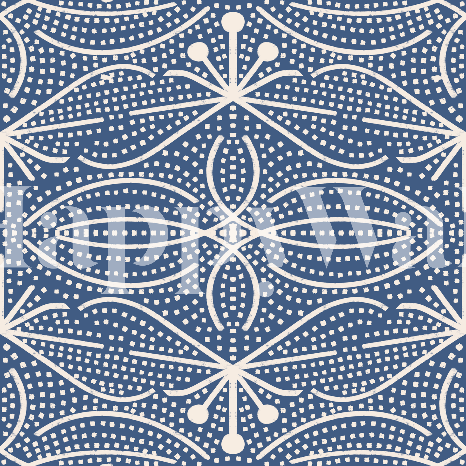 Blue Bohemian Floral Wallpaper