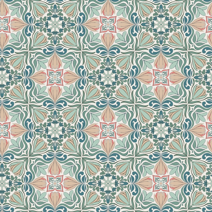 Block Print Floral Tile | Happywall.com