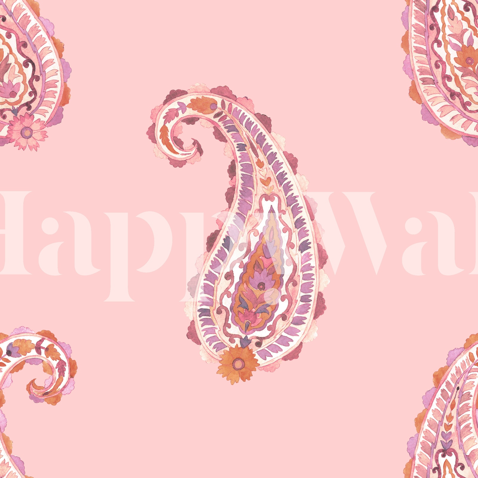 Pink Paisley Floral Wallpaper for Bedroom