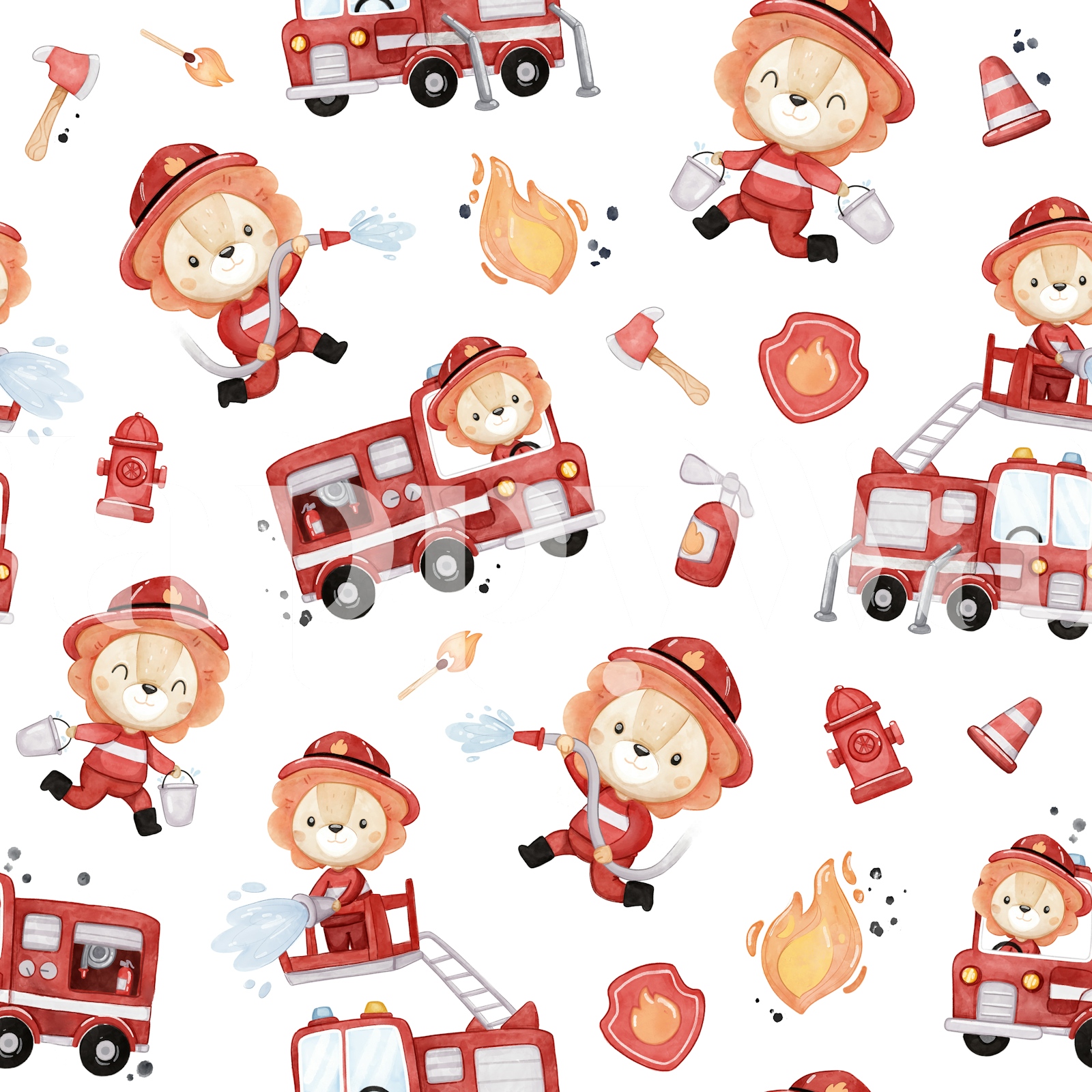 Lion Firefighter Kids Wallpaper