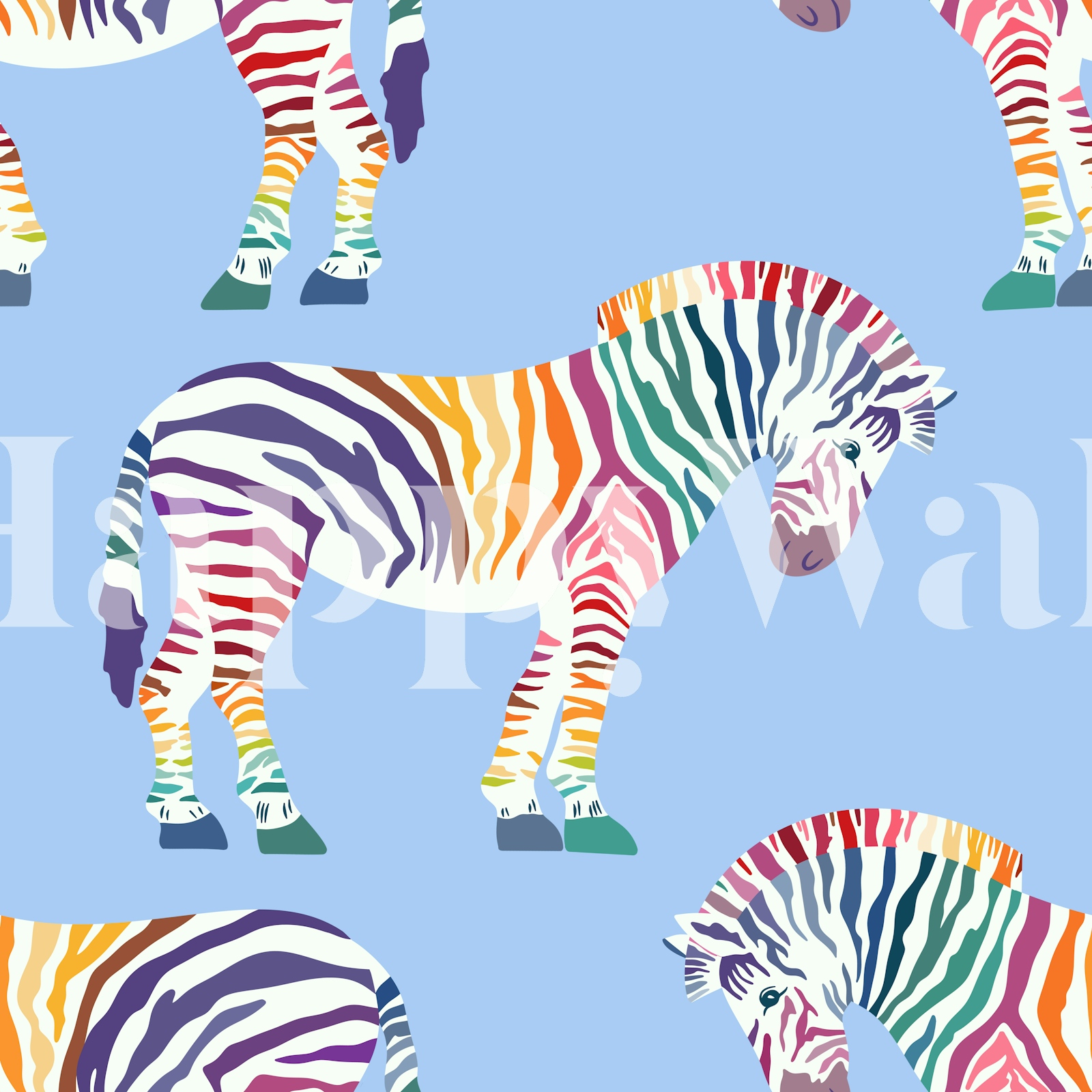 Colorful Zebra Wallpaper for Kids Room