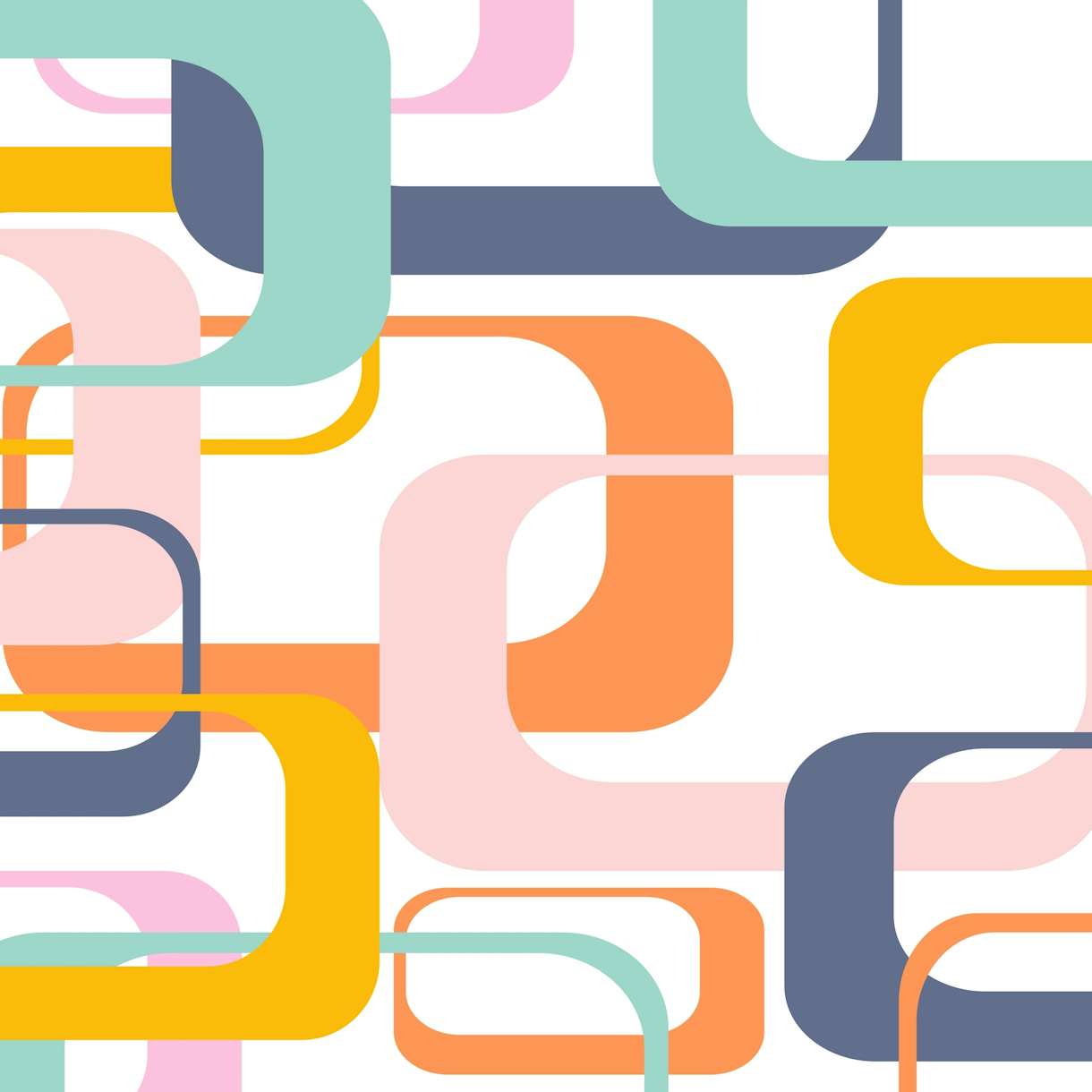 Bright Mid Century Mod Shapes wallpaper - Happywall