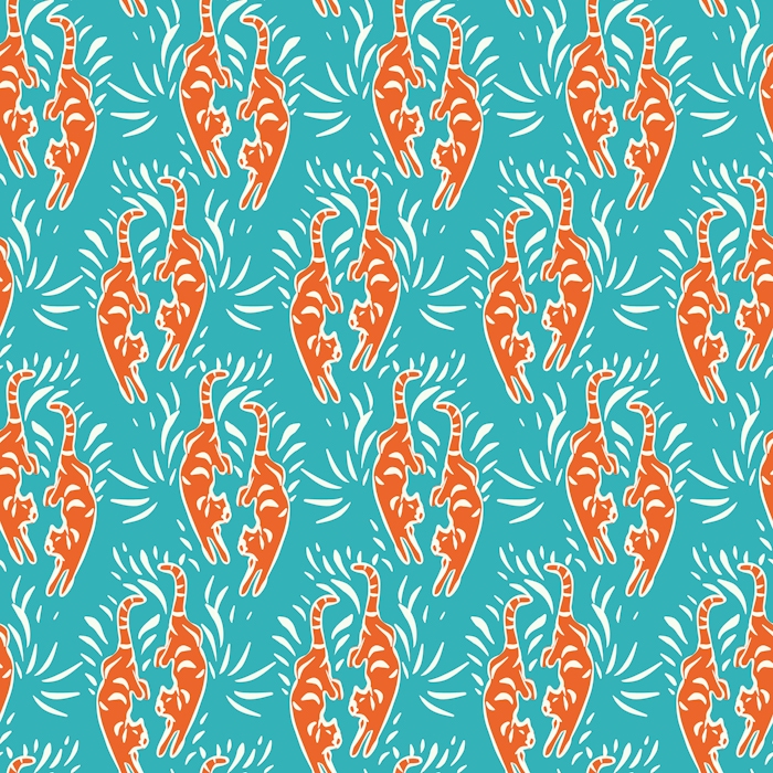Kitschy Red Tigers Wallpaper | happywall.com