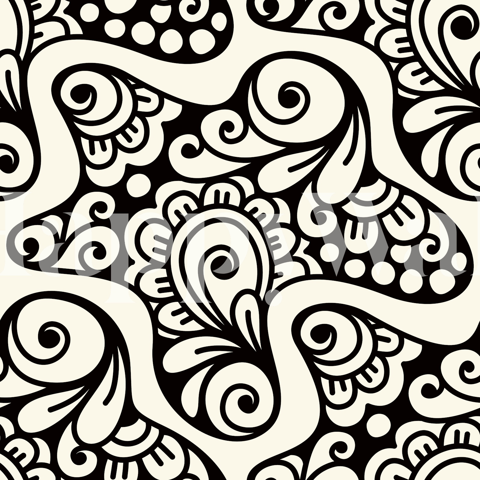 Boho Floral Swirls Wallpaper | happywall.com