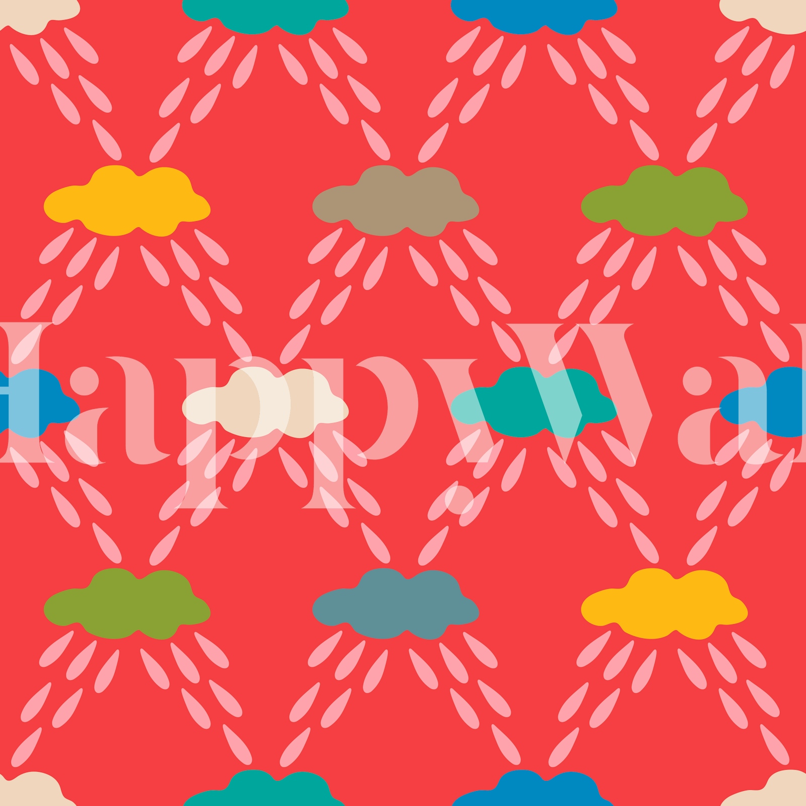 Kids Raindrop Wallpaper Red Colorful Design