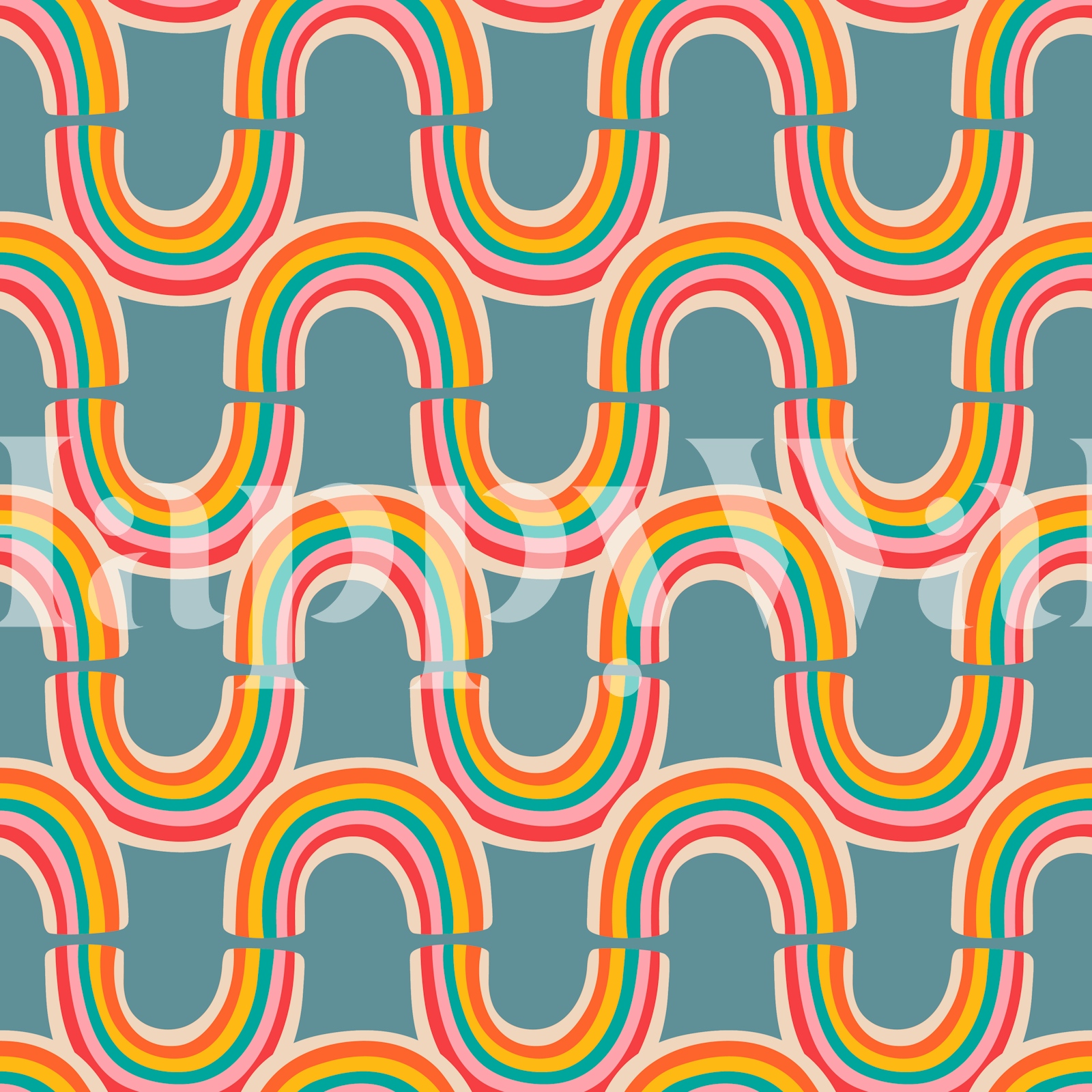 Rainbow Reflection Wavy Stripes Wallpaper