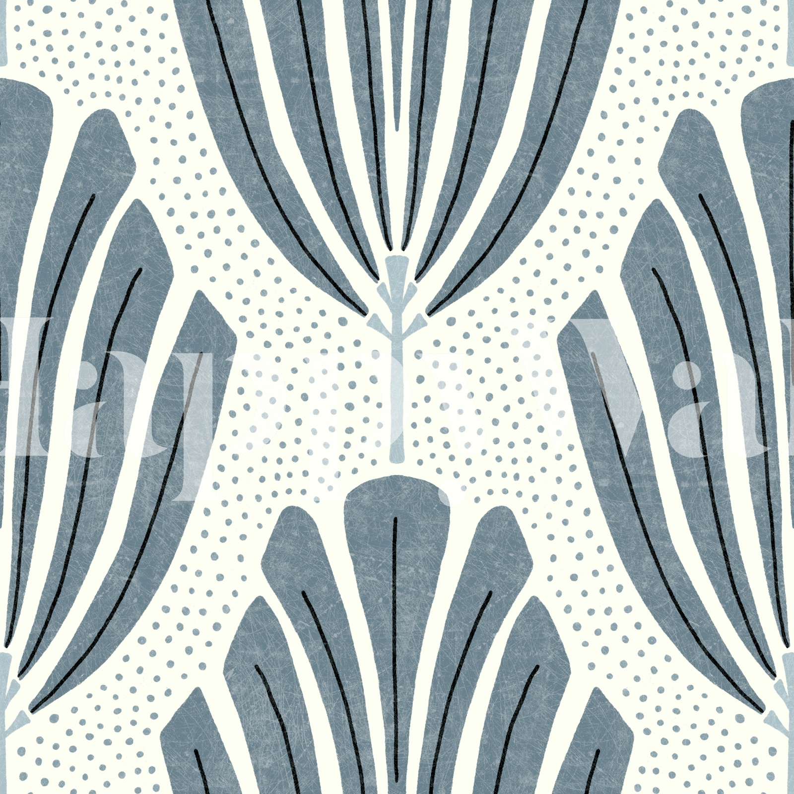 Blue Floral Leaf Wallpaper for Modern Decor