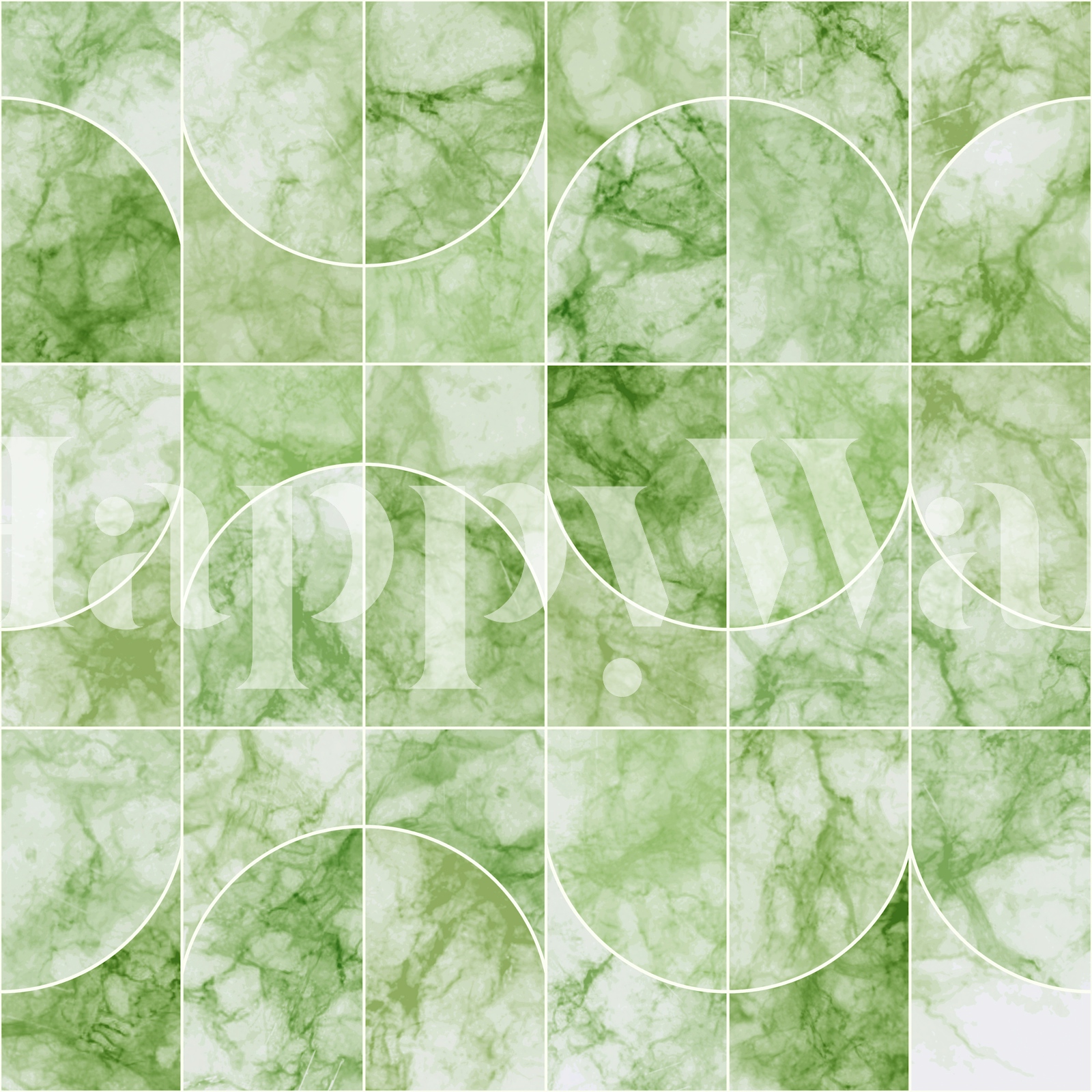 Marbled Geo Tiles Greenish - Happywall