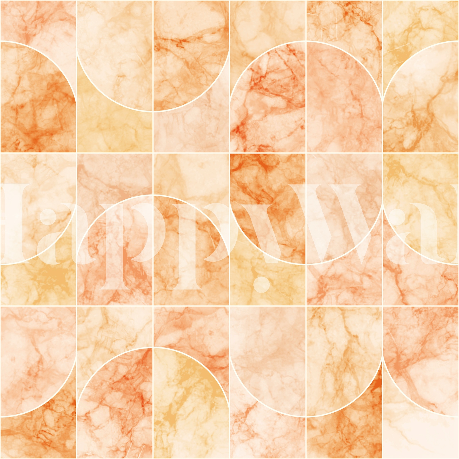Marbled Geo Tiles Orangish - Happywall