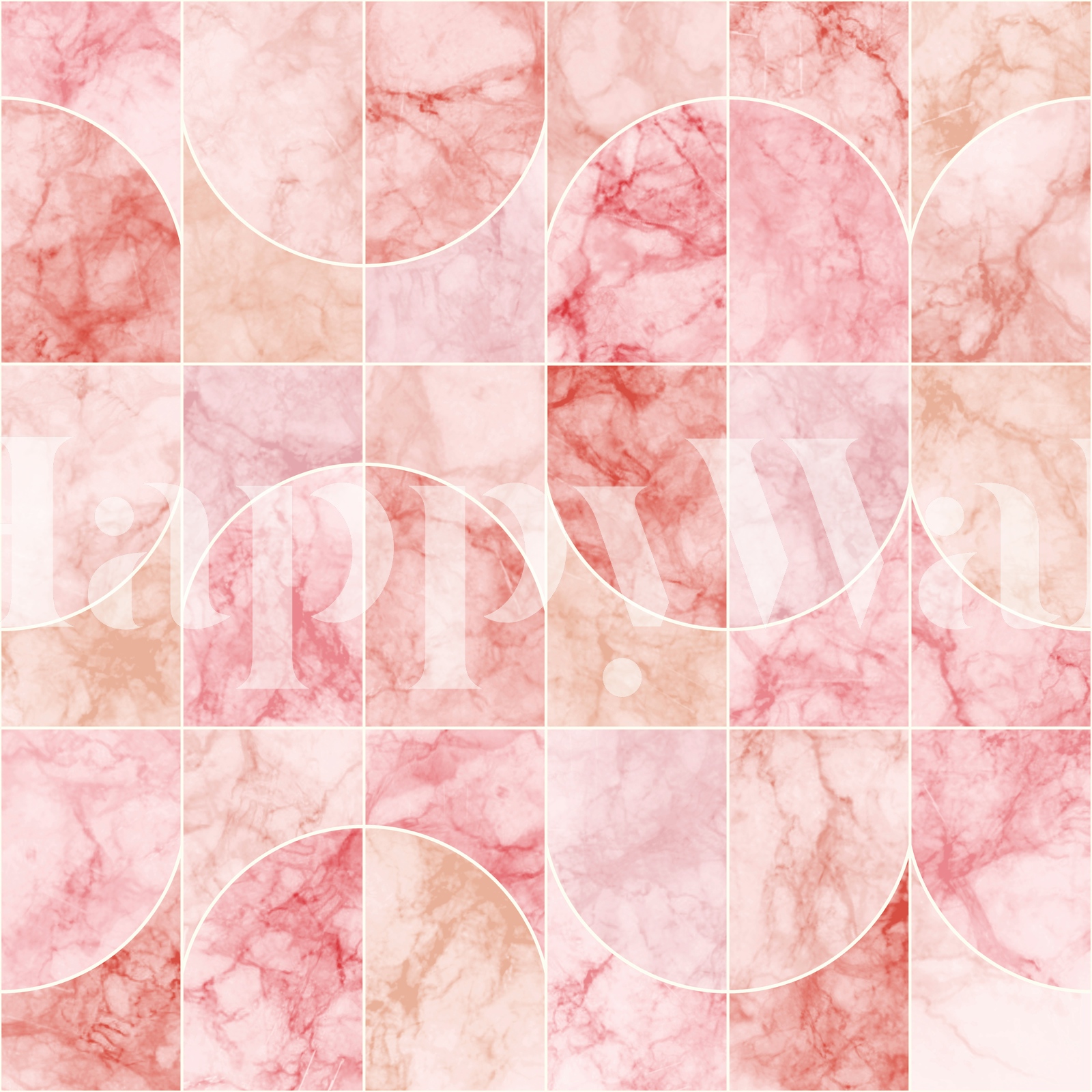 Marbled Geo Tiles Reddish - Happywall