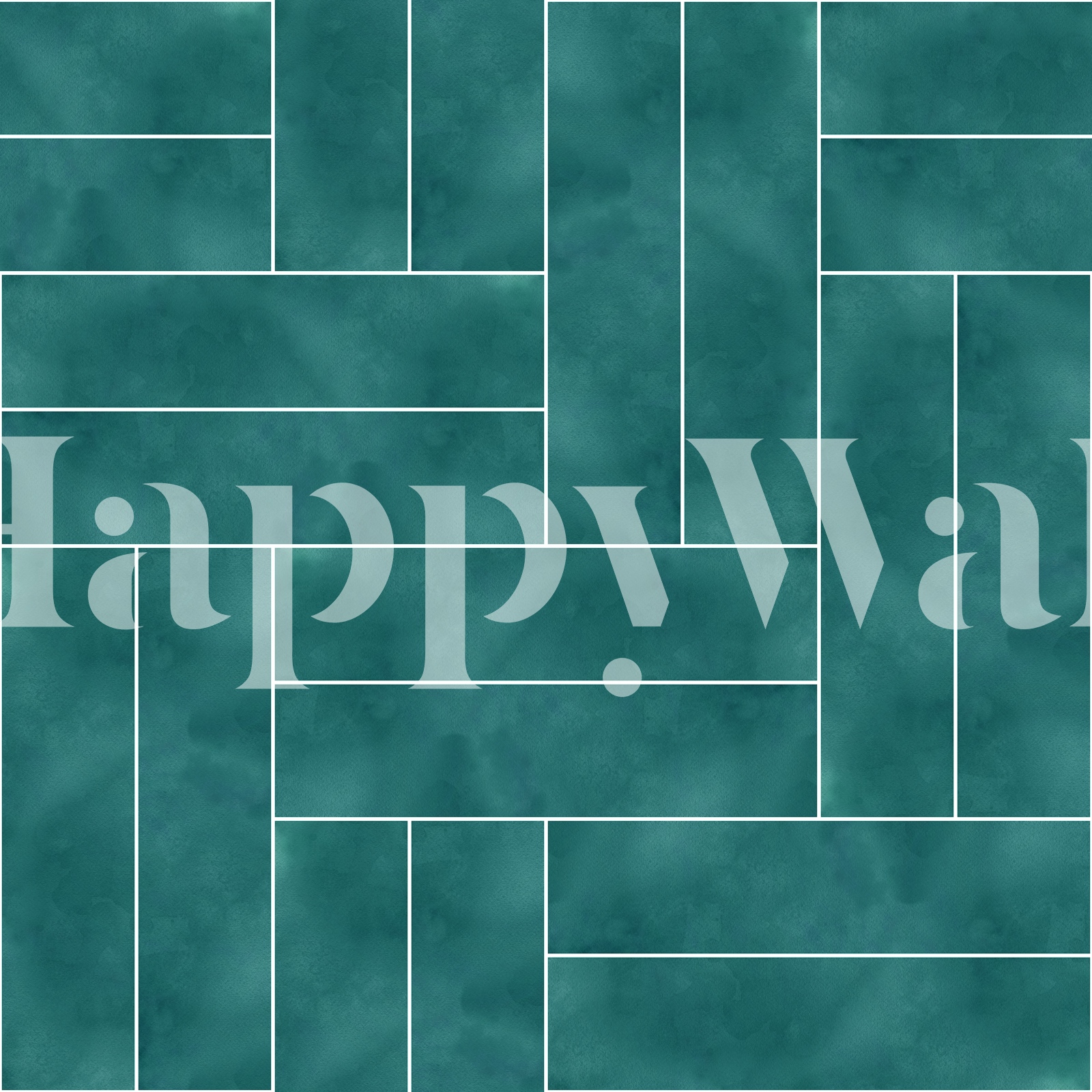Double Block Herringbone Tiles Emerald - Happywall