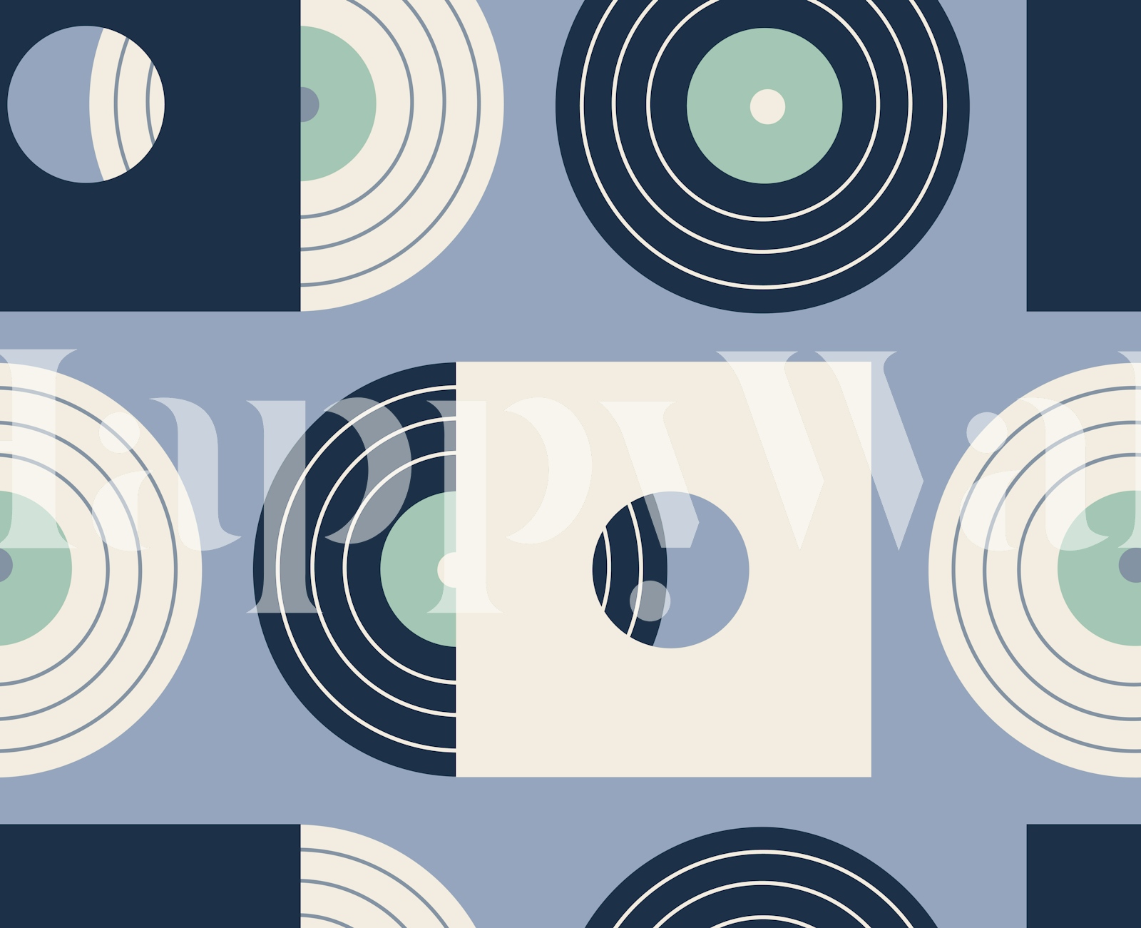 Vinyl Record Blue Pattern Wallpaper