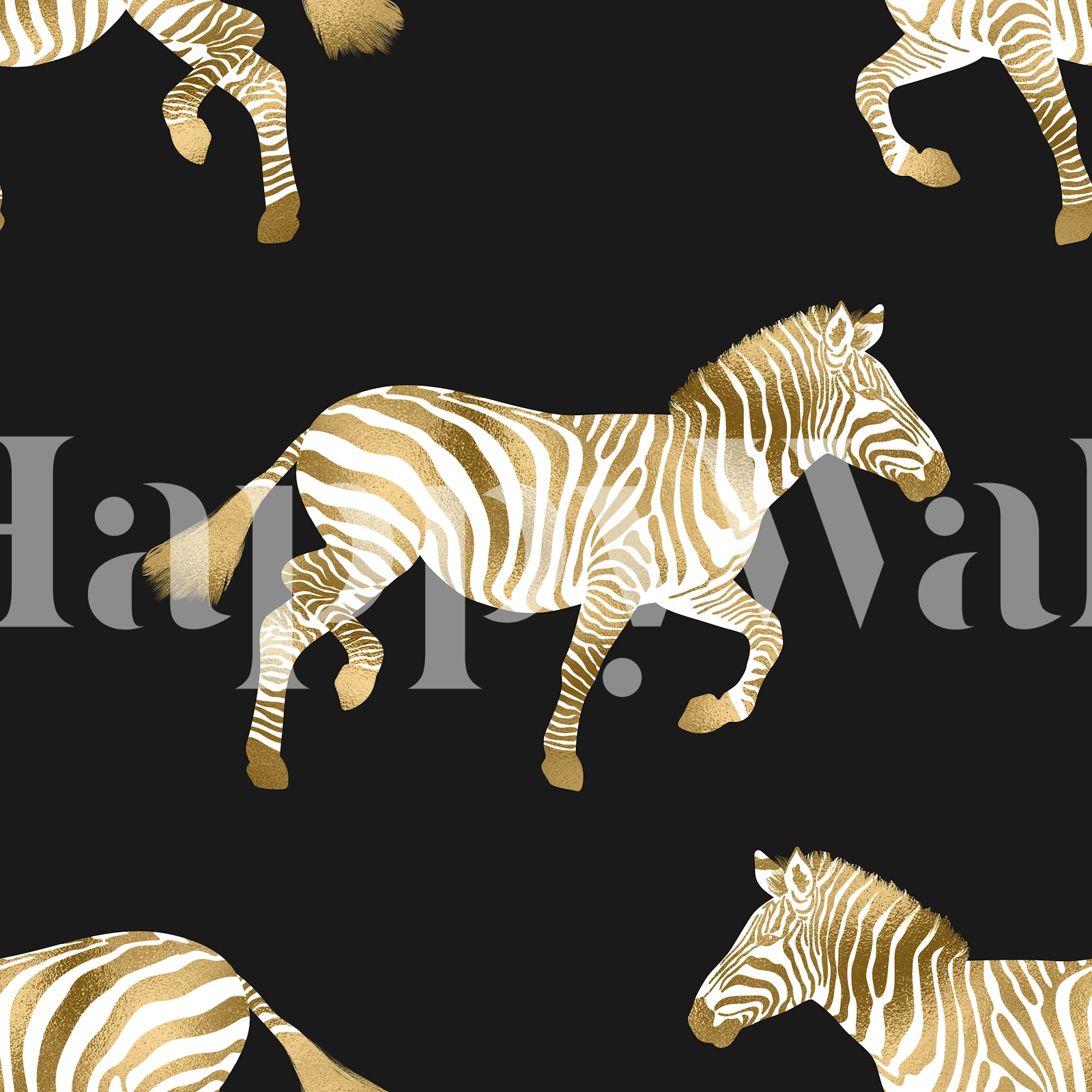 Golden Zebra walking Wallpaper - happywall.com