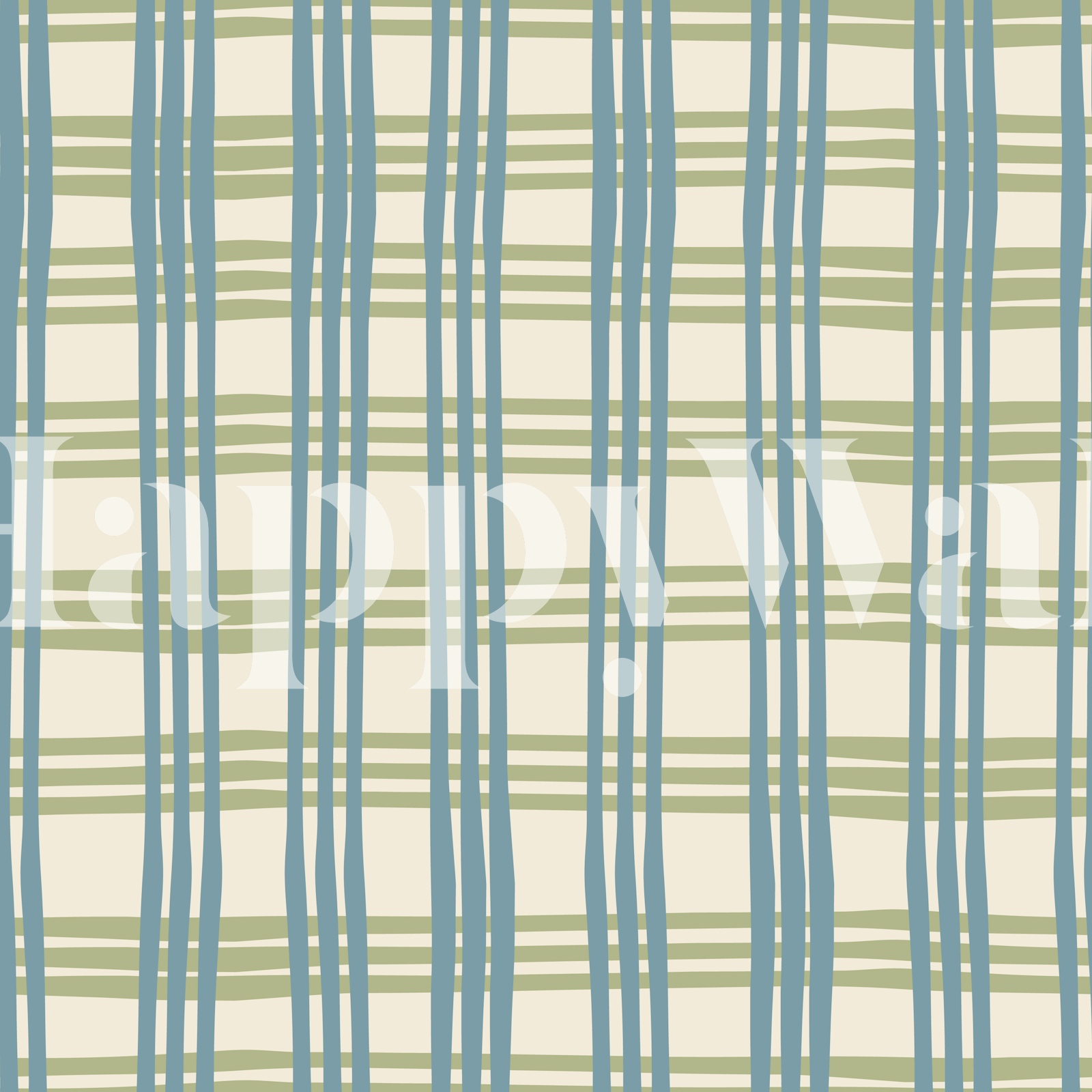 Hand-Drawn Stripes Plaid Grid - Blue Cream wallpaper | Happywall