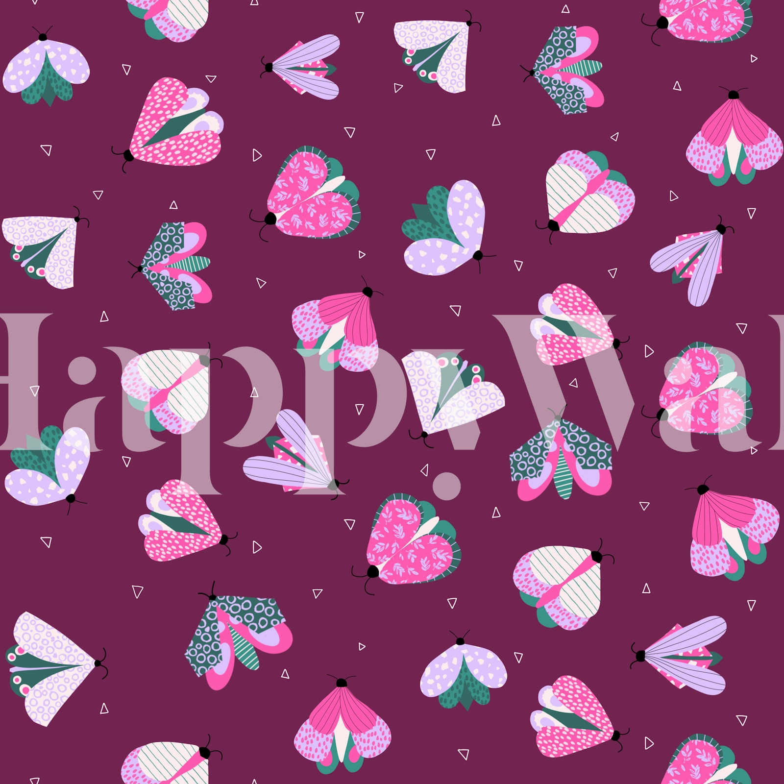 Scattered Colorful Moths Wallpaper | Happywall