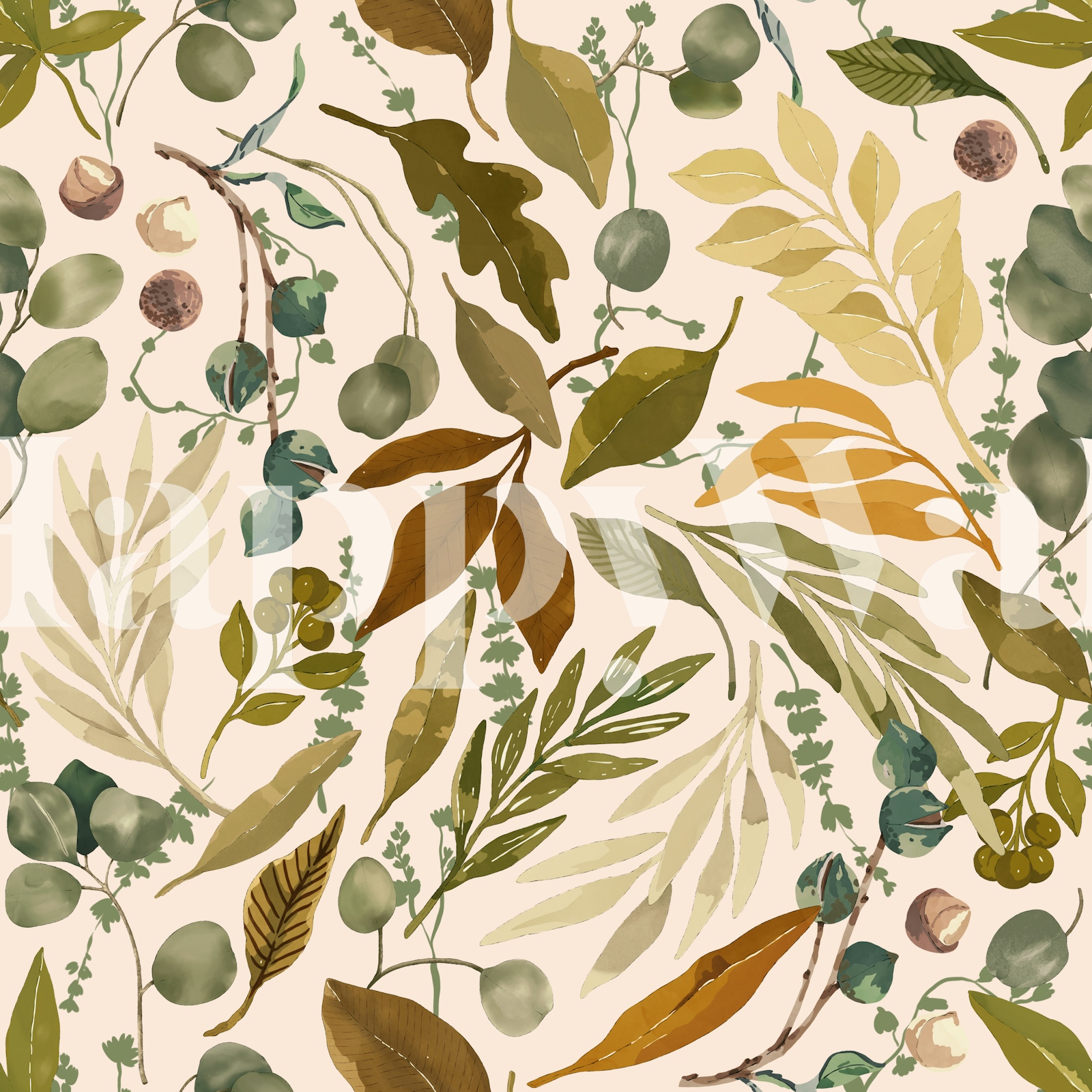 Rustic Leaves Harmony Wallpaper - happywall.com