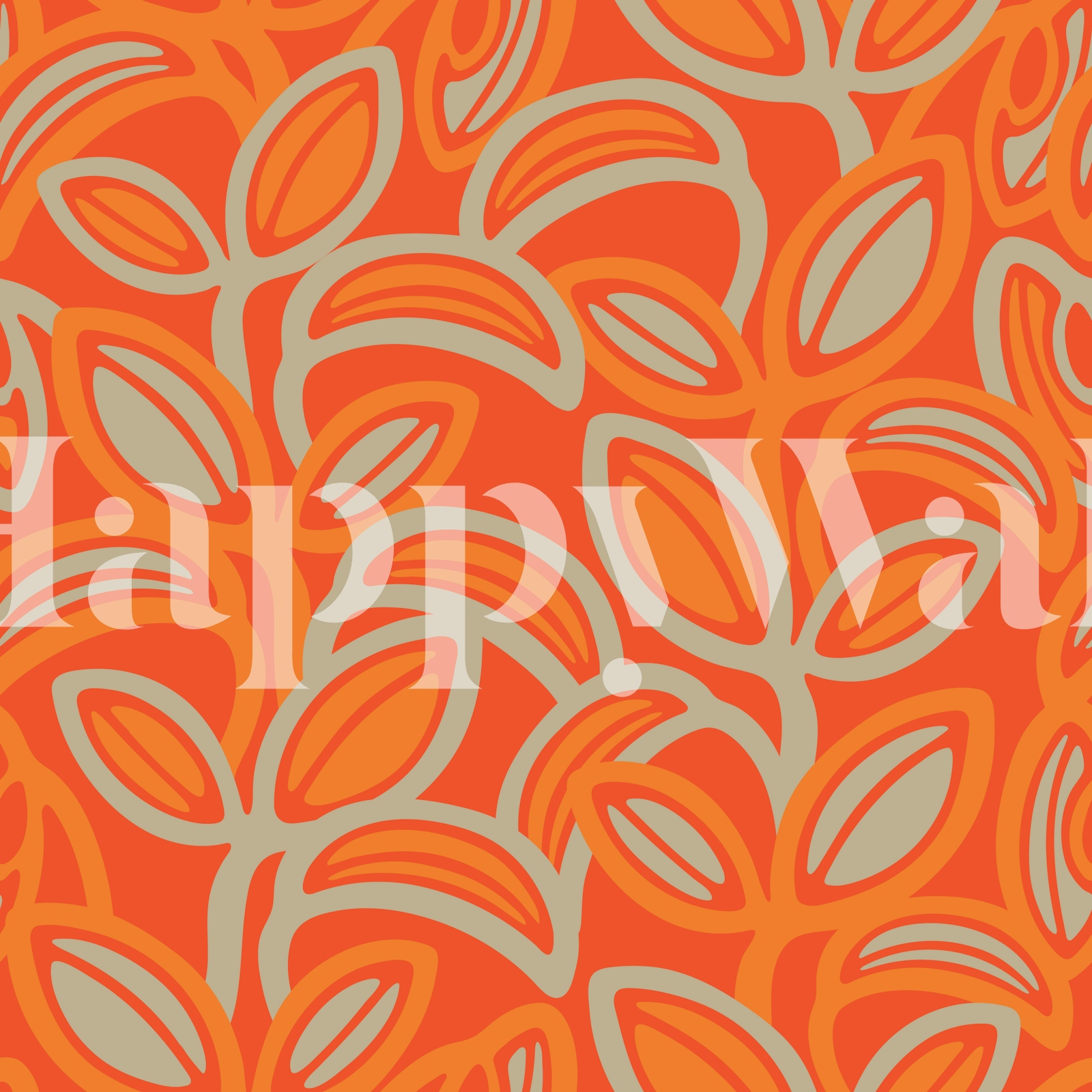 Orange Retro Leaf Wallpaper for Modern Decor
