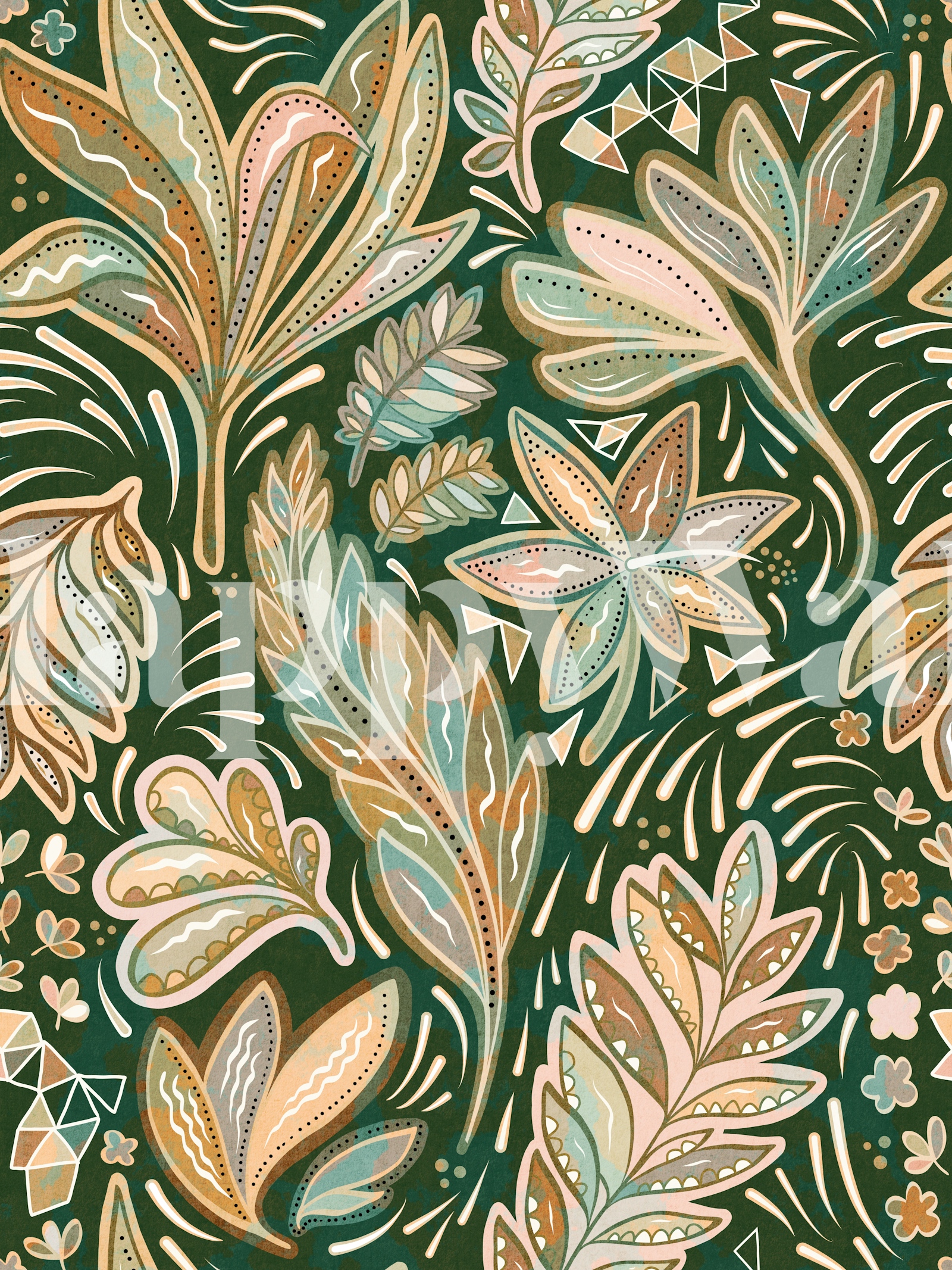 Tropical Bohemian Palm Leaves Wallpaper