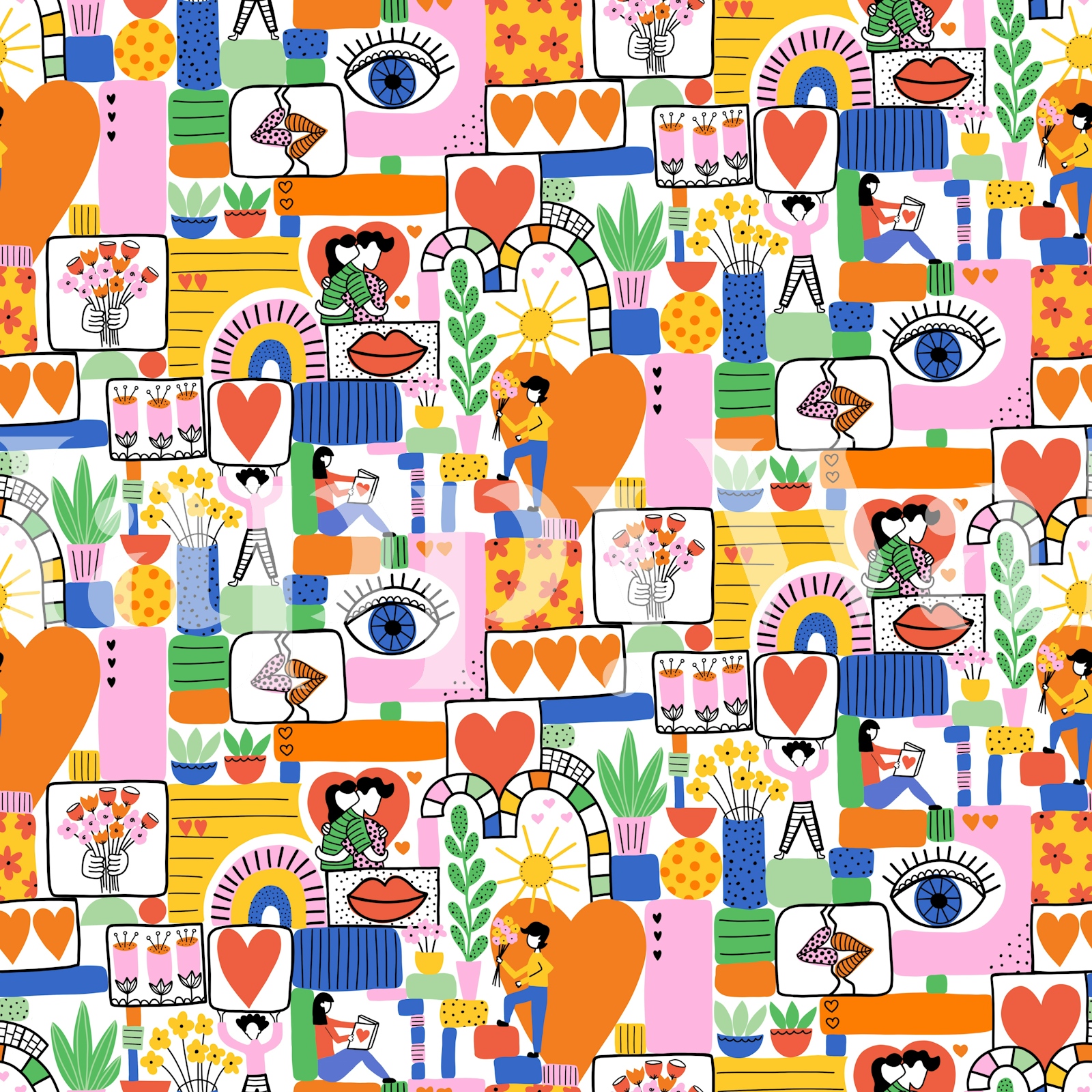Love Mod Art Colorful Romance Collage Wallpaper