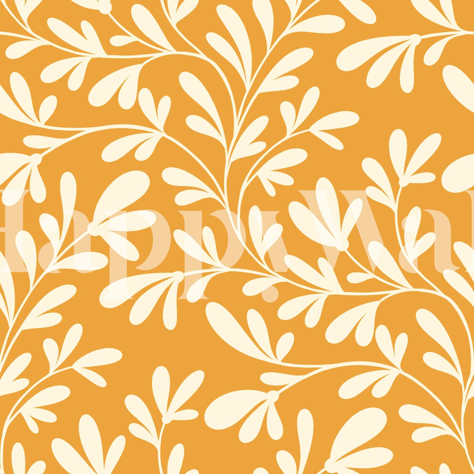Trailing Cream Branches on Yellow | Happywall