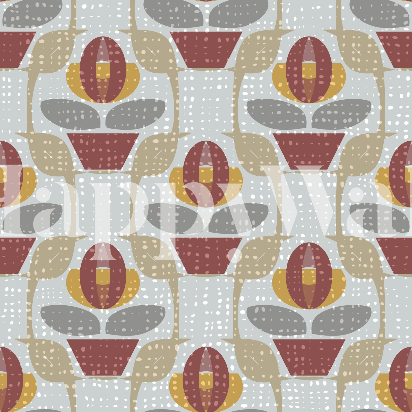 Geometric Floral Wallpaper in Earthy Tones