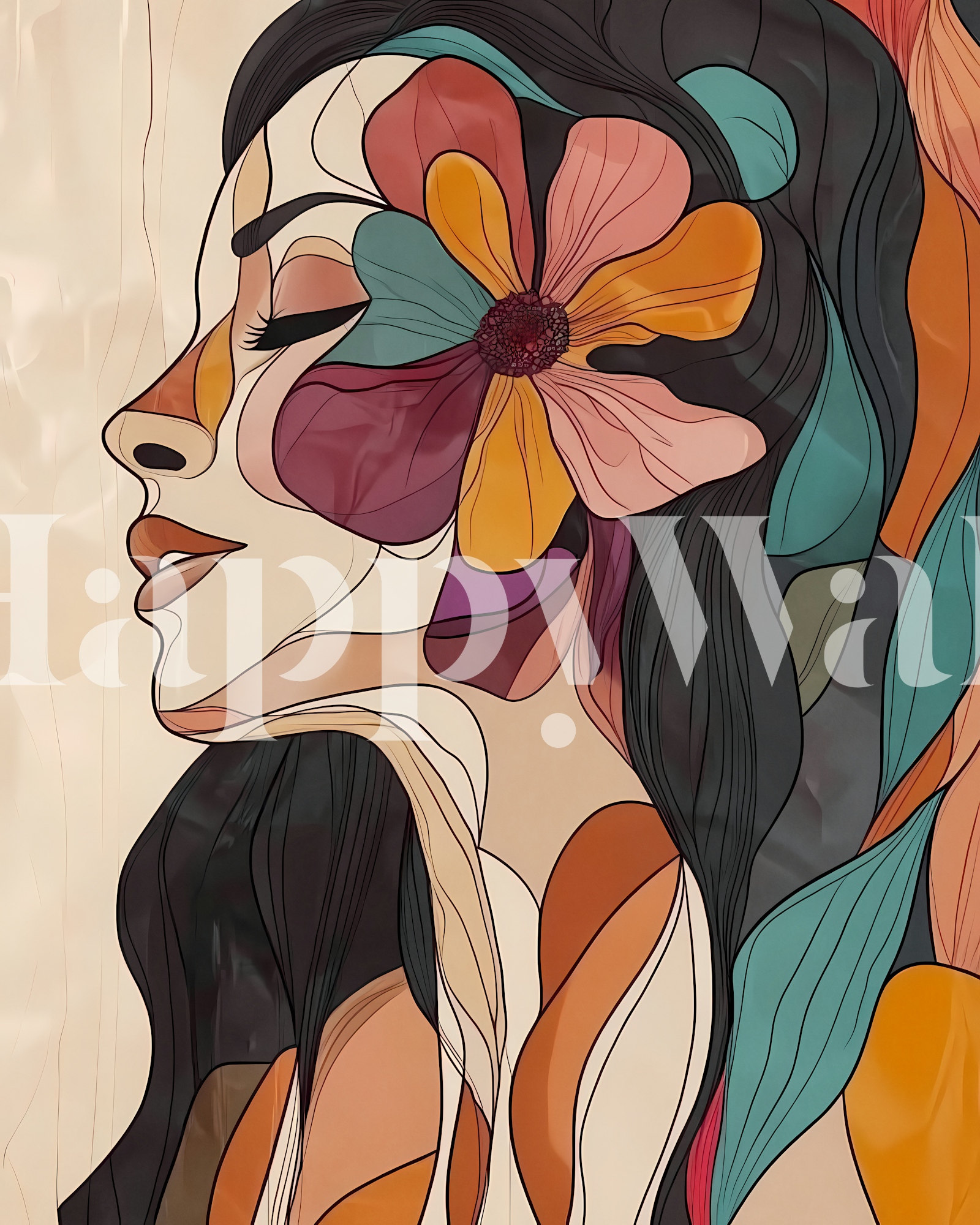 Abstract Floral Femme 6 - happywall.com