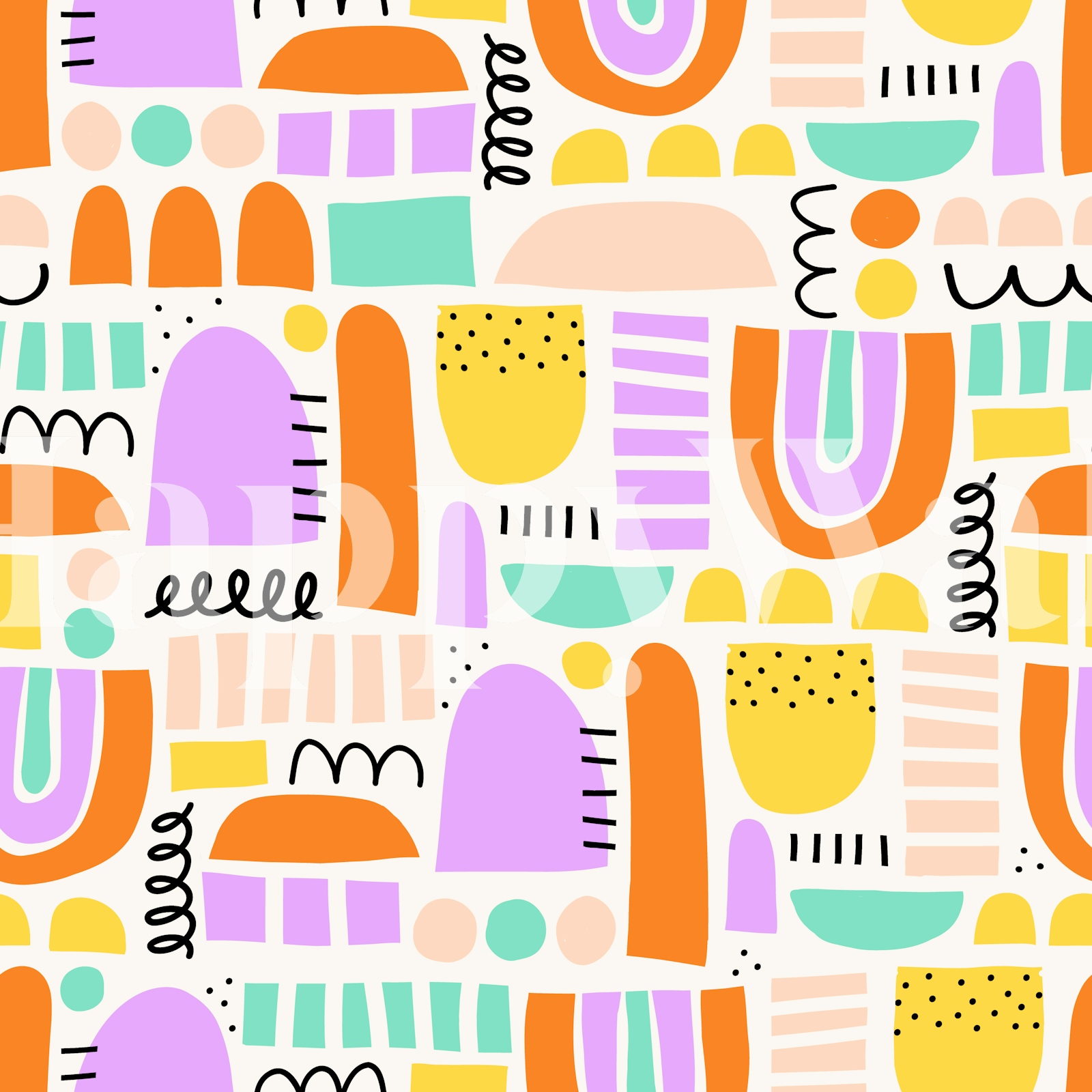 Happy Pastel Abstract Doodle Wallpaper | happywall.com