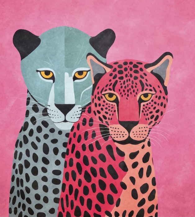 Cheetah Love Pink Wallpaper for Kids