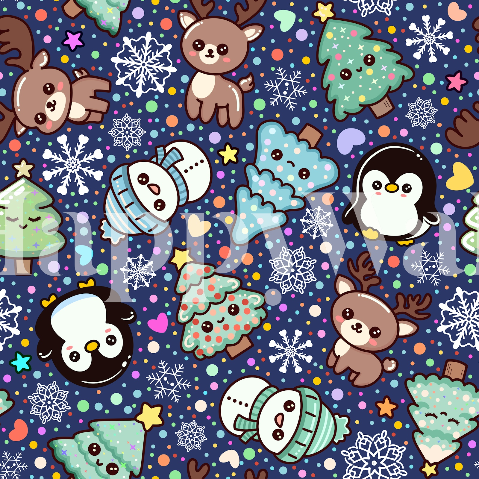 Cute Kawaii Christmas Navy Wallpaper