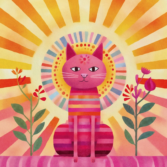 Colorful Boho Cat Wallpaper