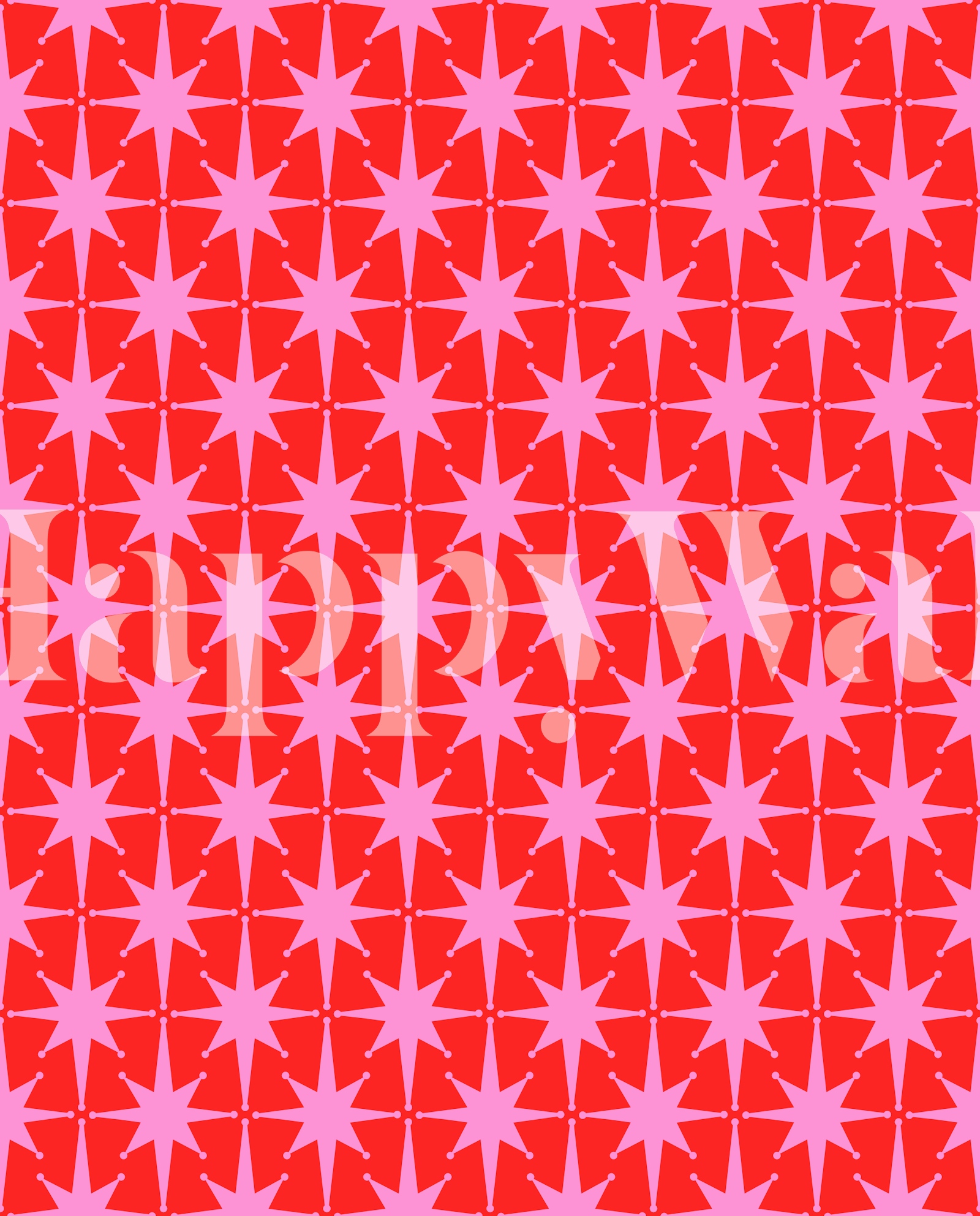 Midcentury Pink and Red Star Wallpaper